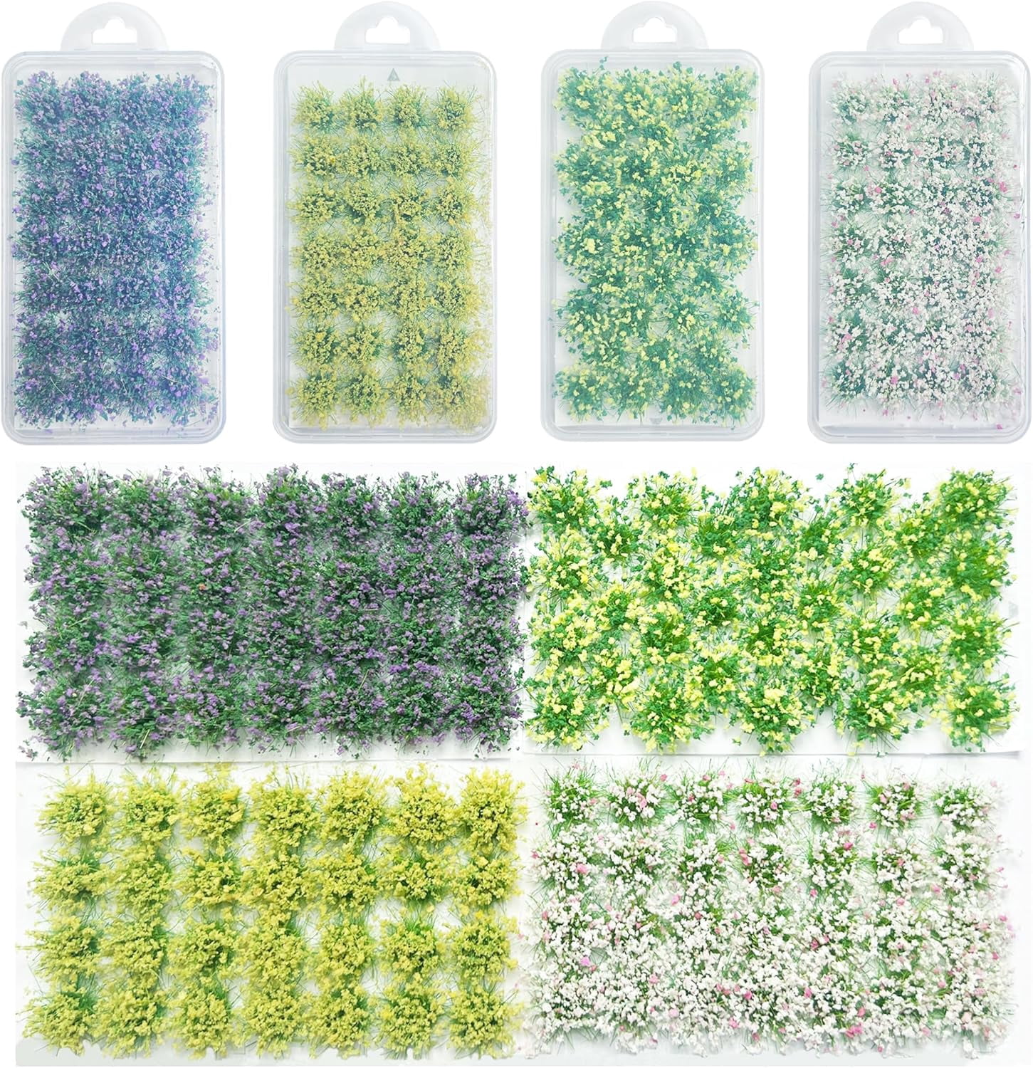 Zaoz Miniature Colorful Flower Cluster, Static Grass Tufts Model Grass ...