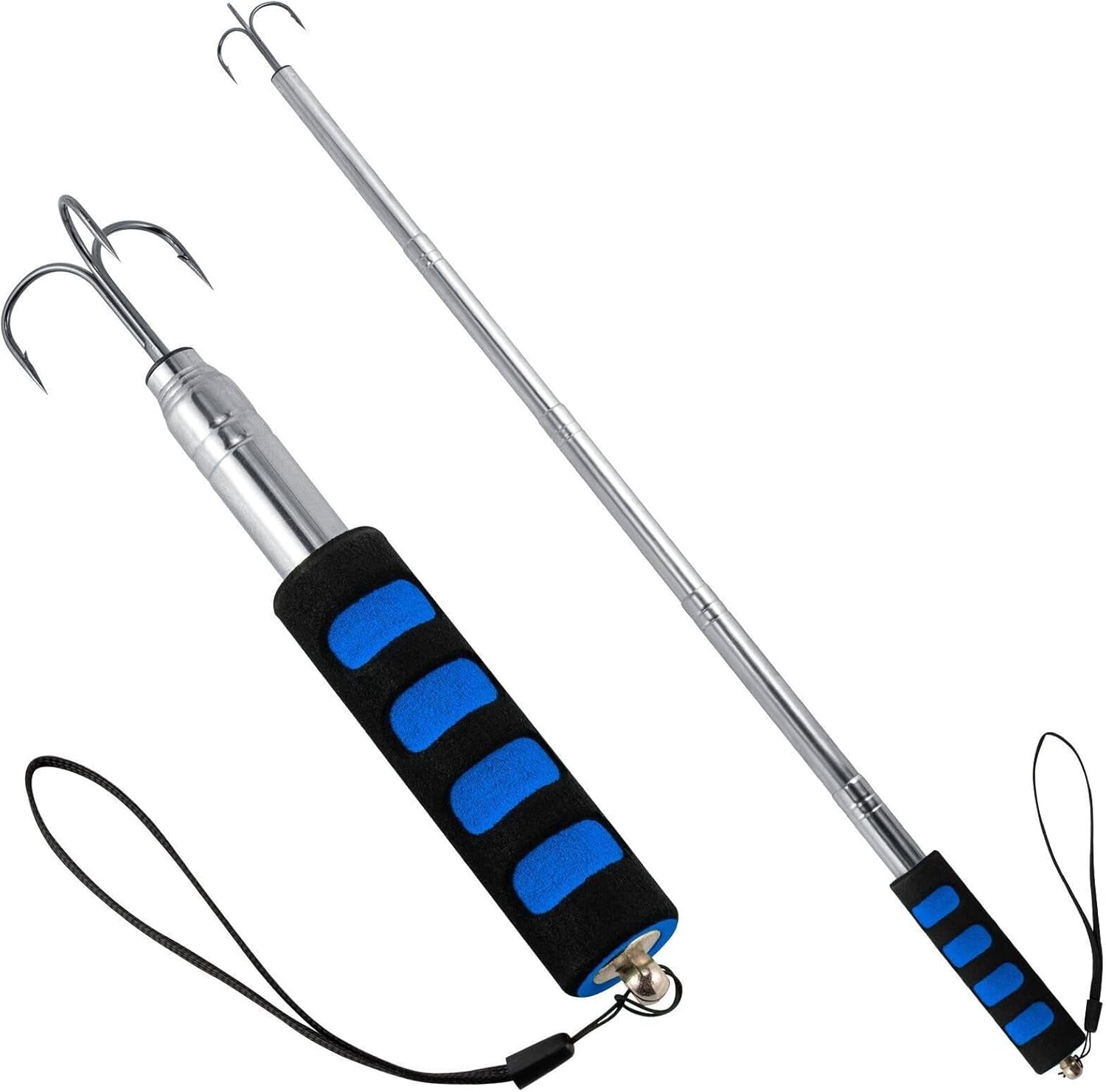 Zaoz Pack of 1 Telescopic Fishing Gaff Stainless Steel Triple Hook Sea ...