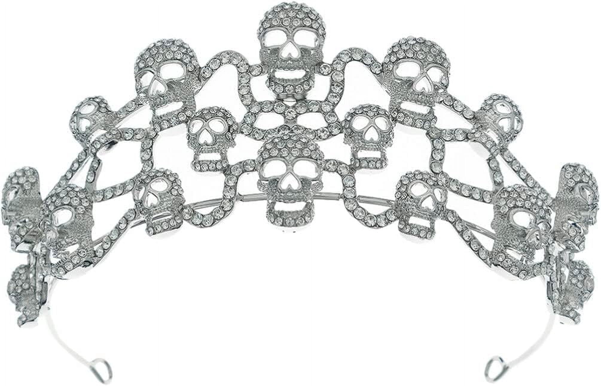 Zaoz Skull Crown Halloween Skull Hair Band Rhinestone Crown Alloy Crown ...