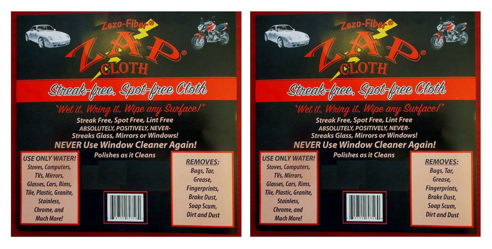 Zap Cloth Zero Fiber Streak Free Spot Free Cloth (Pack of 2) - Walmart.com