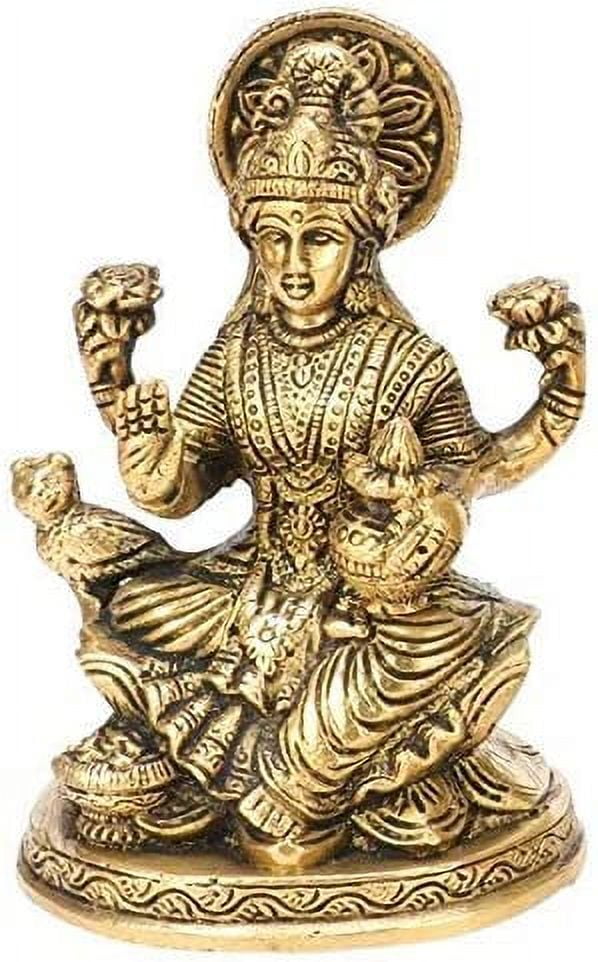 Zap Impex Brass Lakshmi Idol Laxmi Goddess Lakshmi Sitting Statue in ...