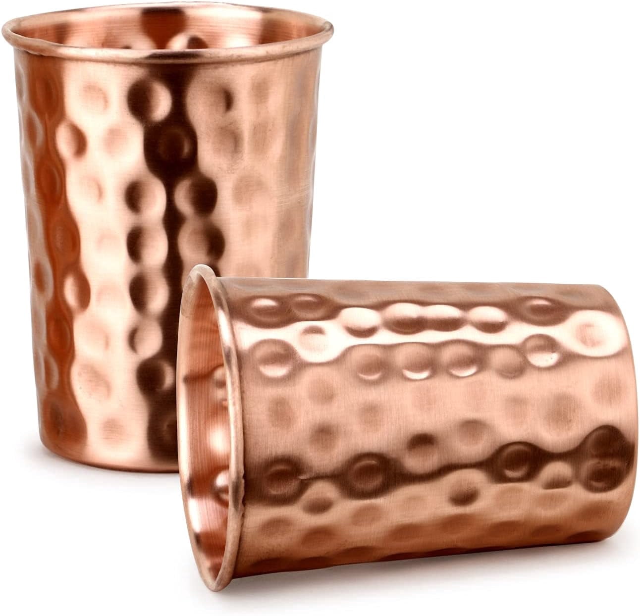 Zap Impex Hammered Copper Drinking Glass Set of 2, 250 ml Each, Pure ...