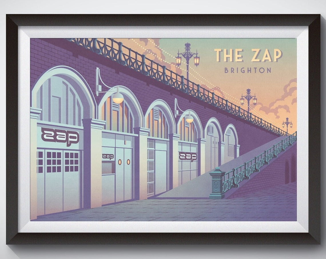 The Zap Nightclub Brighton Travel Poster, East Sussex, The Arch ...