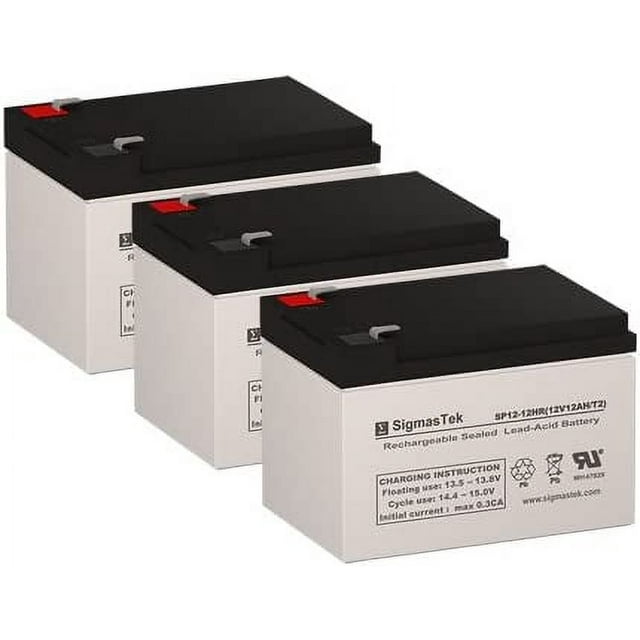 Zap Zappy 3 Pro Flex Replacement Batteries - 3X 12 Volt 12AH Batteries ...