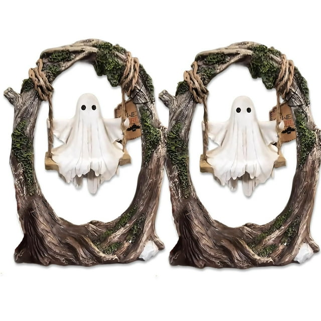 ZapZest 2Pcs Halloween Swing Ghost Decorations, 8" Cute Movable Ghost ...