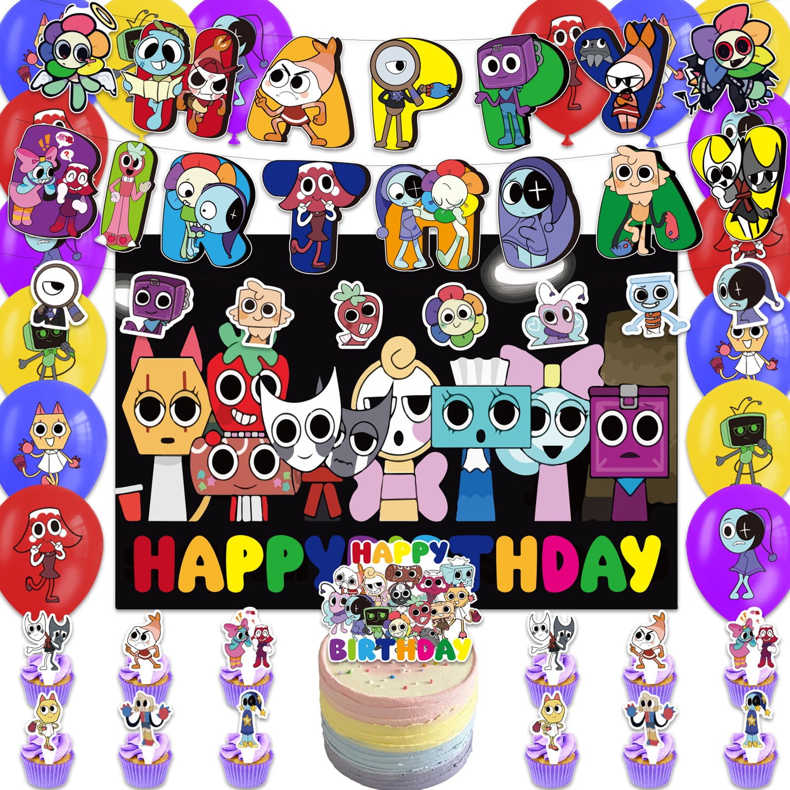 ZapZest Dandy's World Birthday Decorations Set, Dandy's World Happy ...