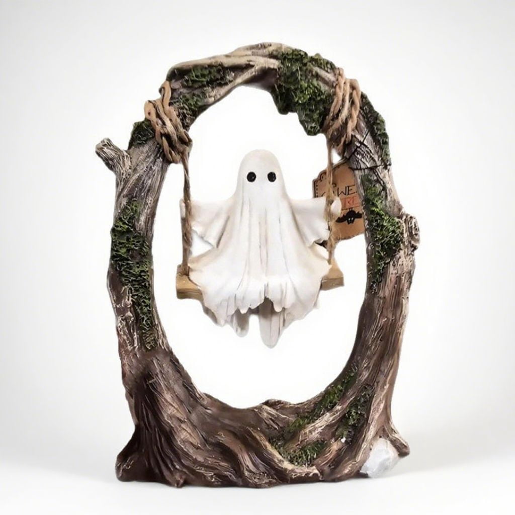ZapZest Halloween Swing Ghost Ornament, 8" Cute Ghost Figurine from a ...