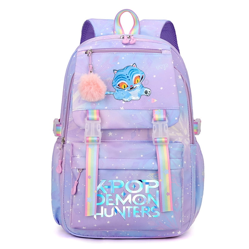 ZapZest Kpop Demon Hunters Backpack, 17" Rainbow Shoulders School Bags ...