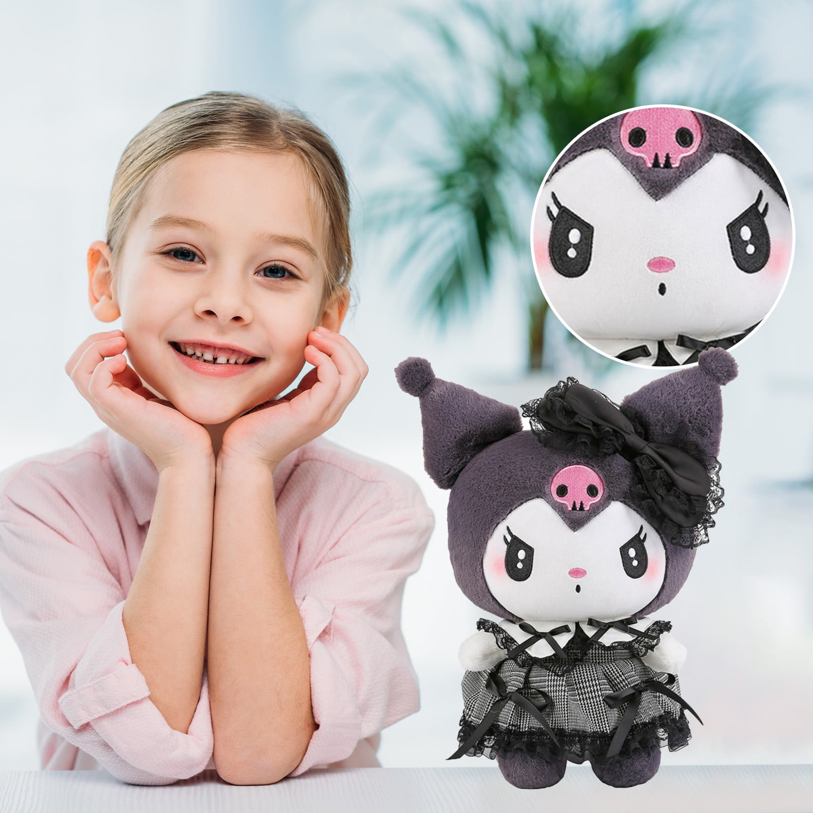 ZapZest Lolita Kuromi Plush Toys, 15.7" Big Gothic Kuromi Stuffed Dolls in Black Dress, Cute ...