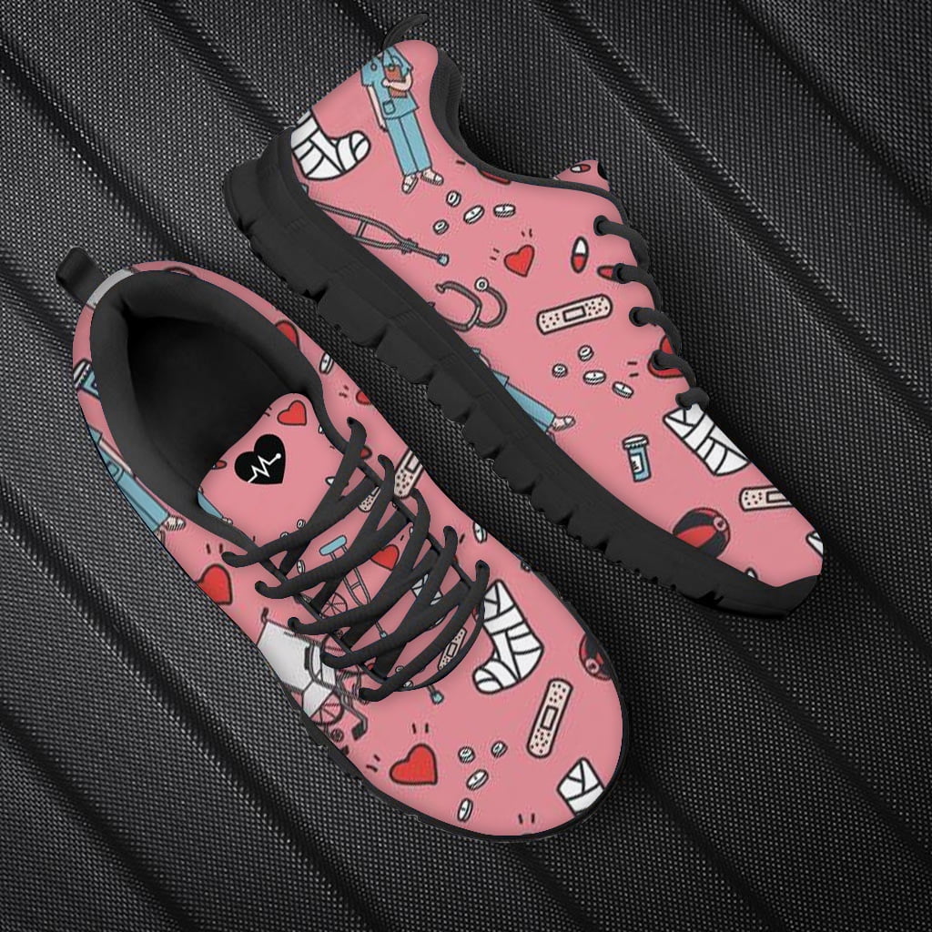 Zapatos Mujer Hospital Equipment Nurse Heart Beat Print Women Flats ...