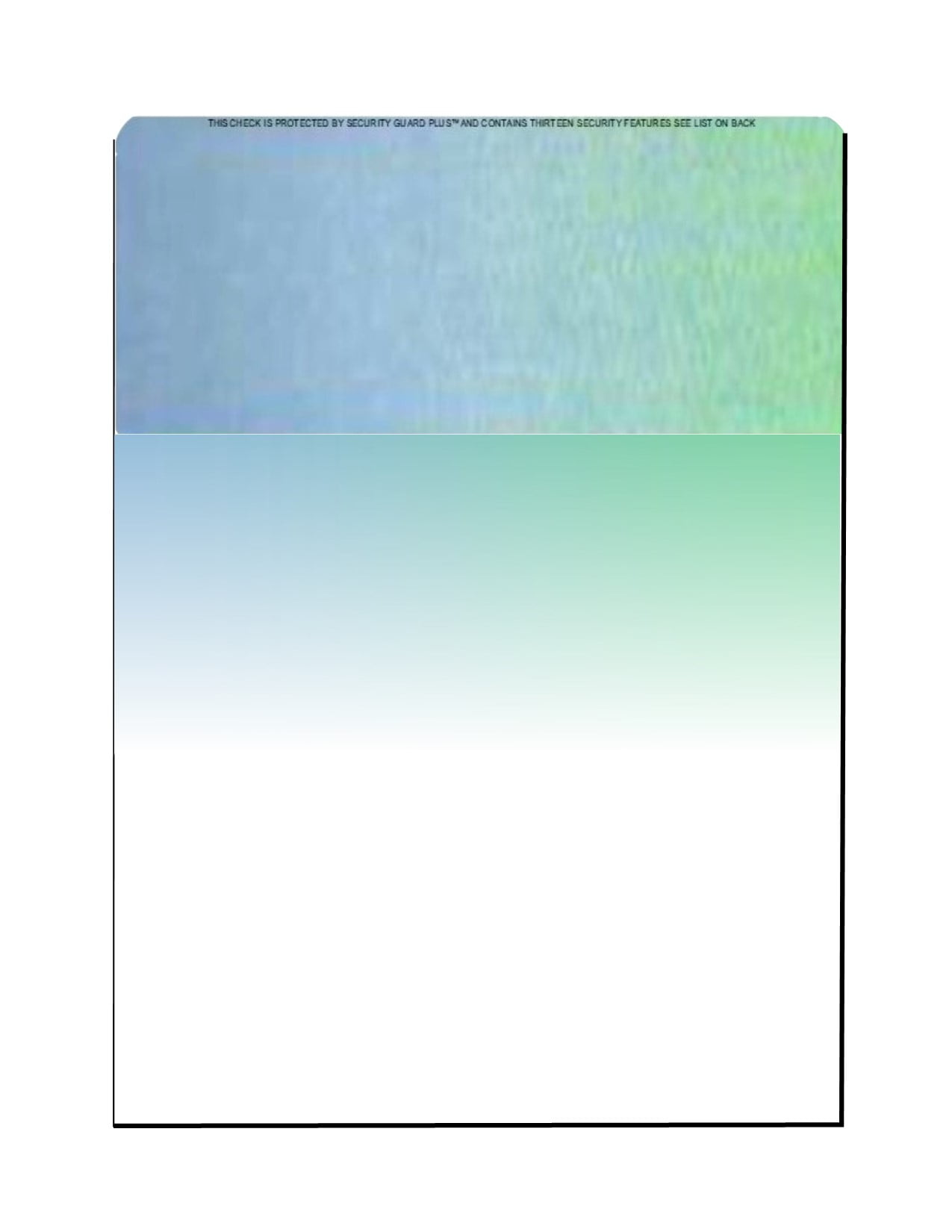 Zapco High-Security Check Paper, Blue-Green Gradient w Multiple Complex ...