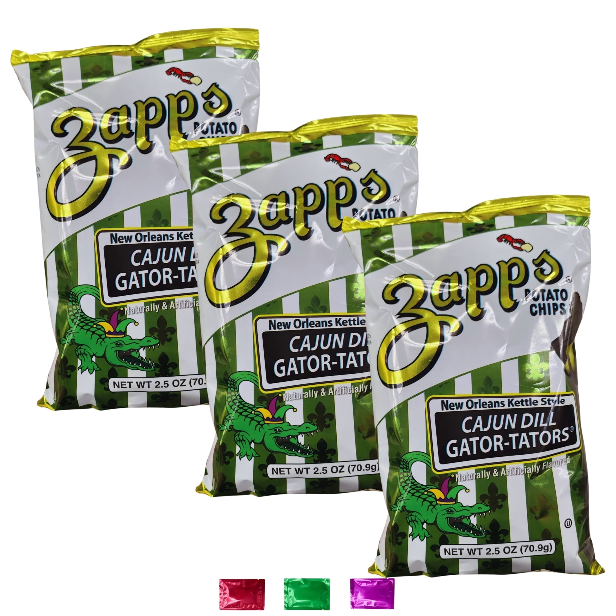 Zapp’s Cajun Dill Gator Tators Potato Chips Snack, 2.5 oz, New Orleans ...