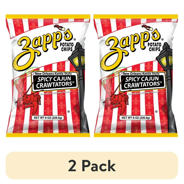 (2 pack) Zapp's Kettle Potato Chips Spicy Cajun Crawtators 8 oz ...