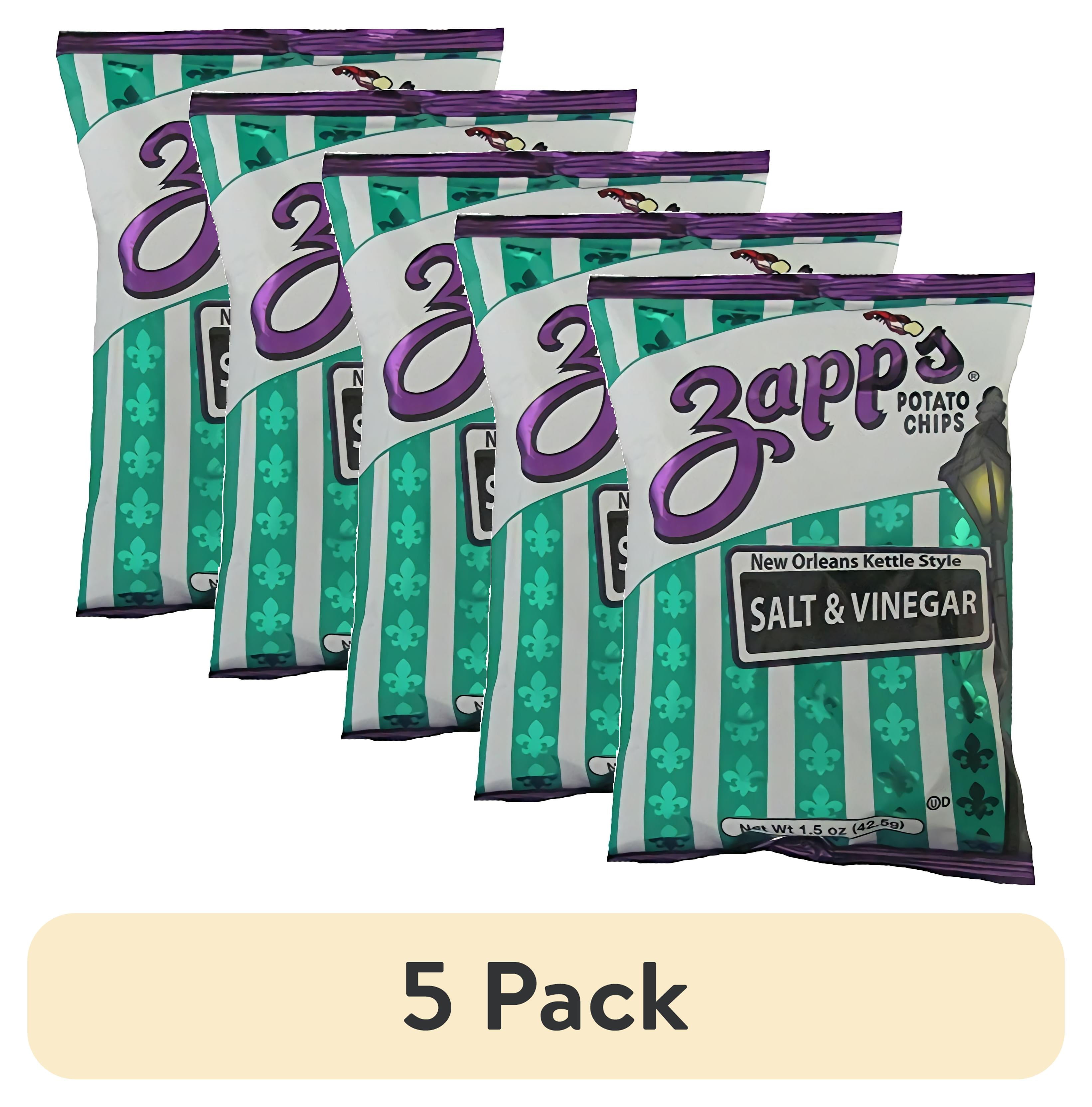 (5 pack) Zapp's New Orleans Kettle-Style Potato Chips, Salt and Vinegar ...