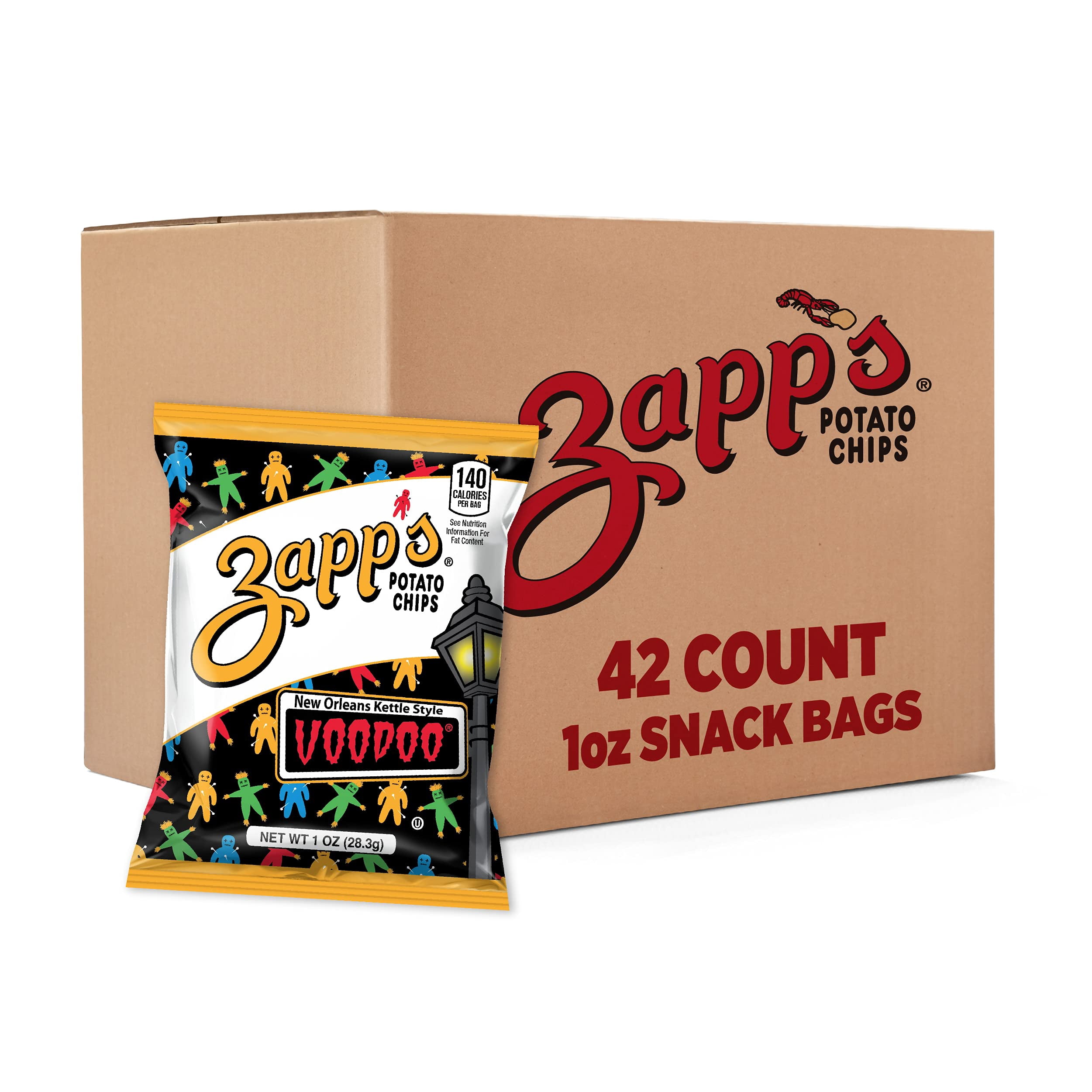 Zapp's New Orleans Voodoo Potato Chips, NSD3 42 Count - Crunchy, Gluten ...