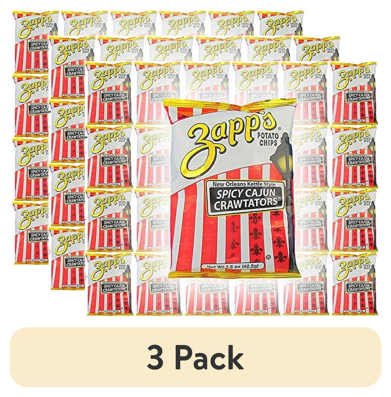 (3 pack) Zapp's Potato Chips, Spicy Cajun Crawtators, 1.5oz Bag (24 ...