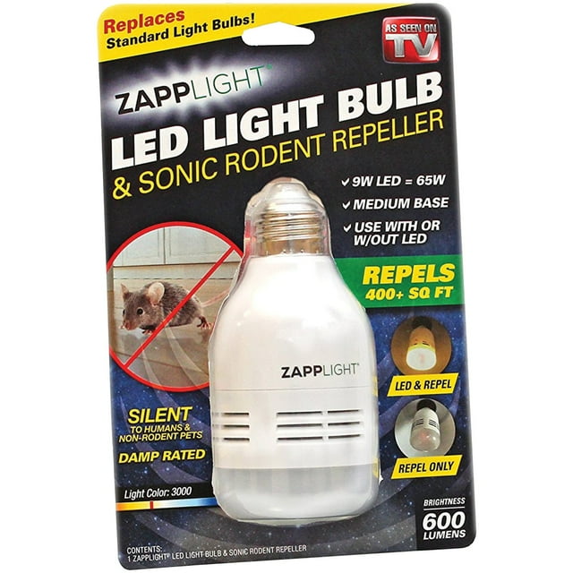 Zapplight LED-ZAPP-RR LED Light Bulb & Sonic Rodent Repeller - Walmart.com