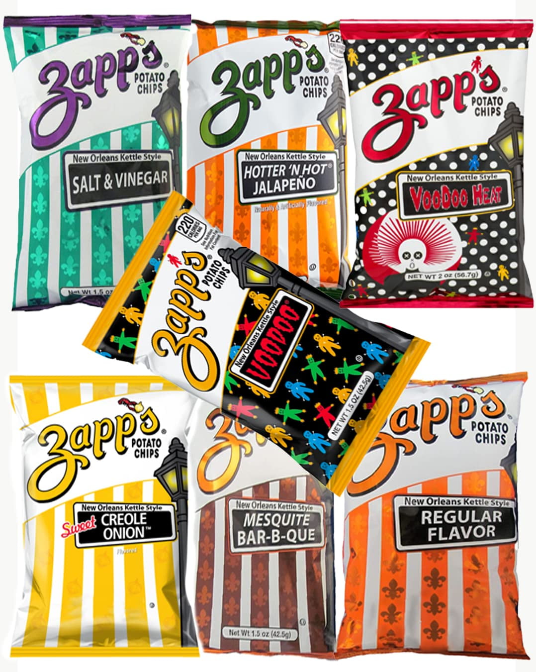 Zapps New Orleans Style Kettle Potato Chips Supervariety 30 Pack ...