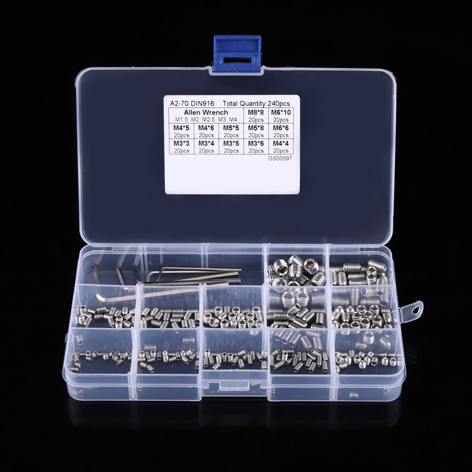 Zaqw Set Screw Assortment Kit, 240pcs, 304 Stainless Steel, with Hex ...