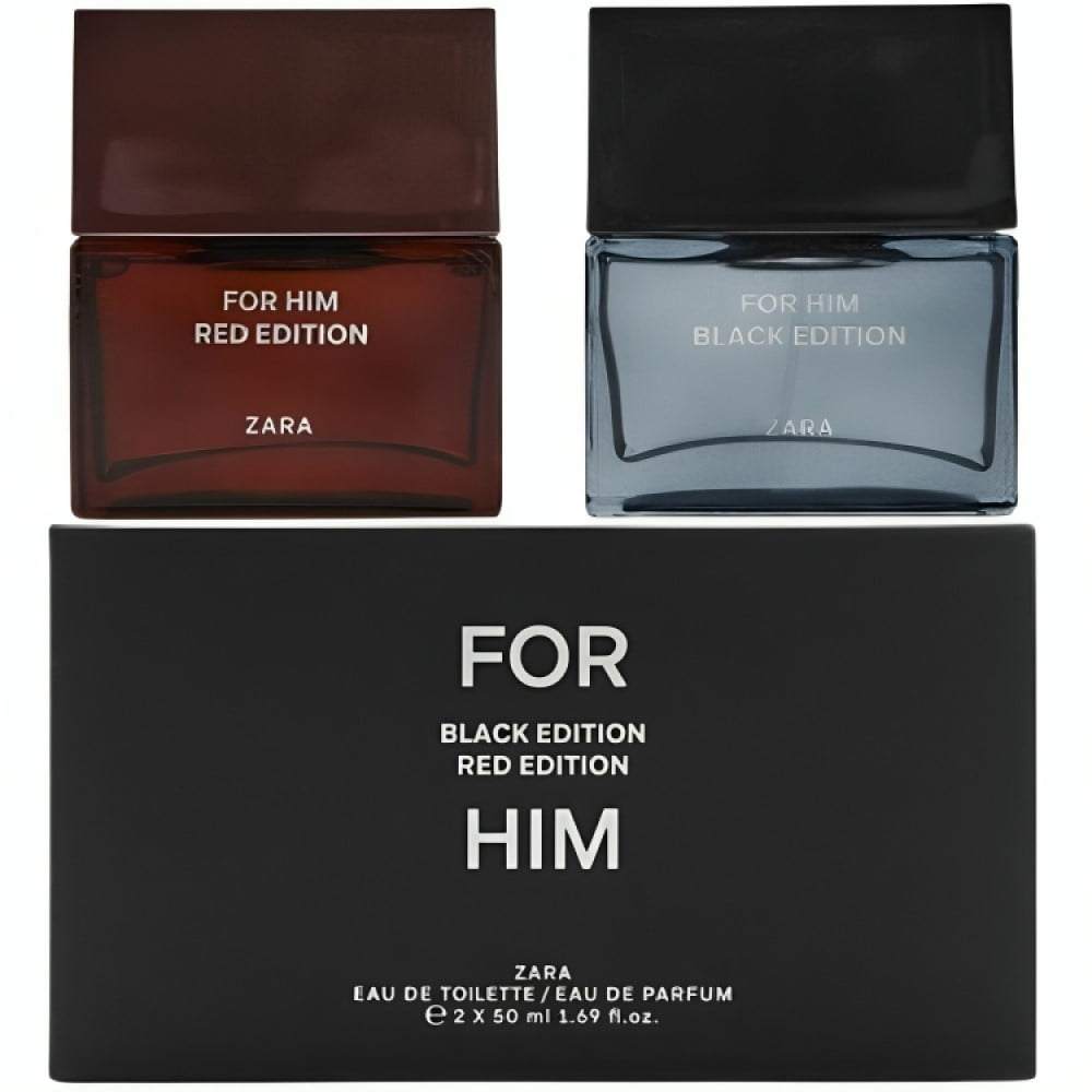Zara For Him Red + For Him Black Men's Cologne Fragrance Spray Set of ...