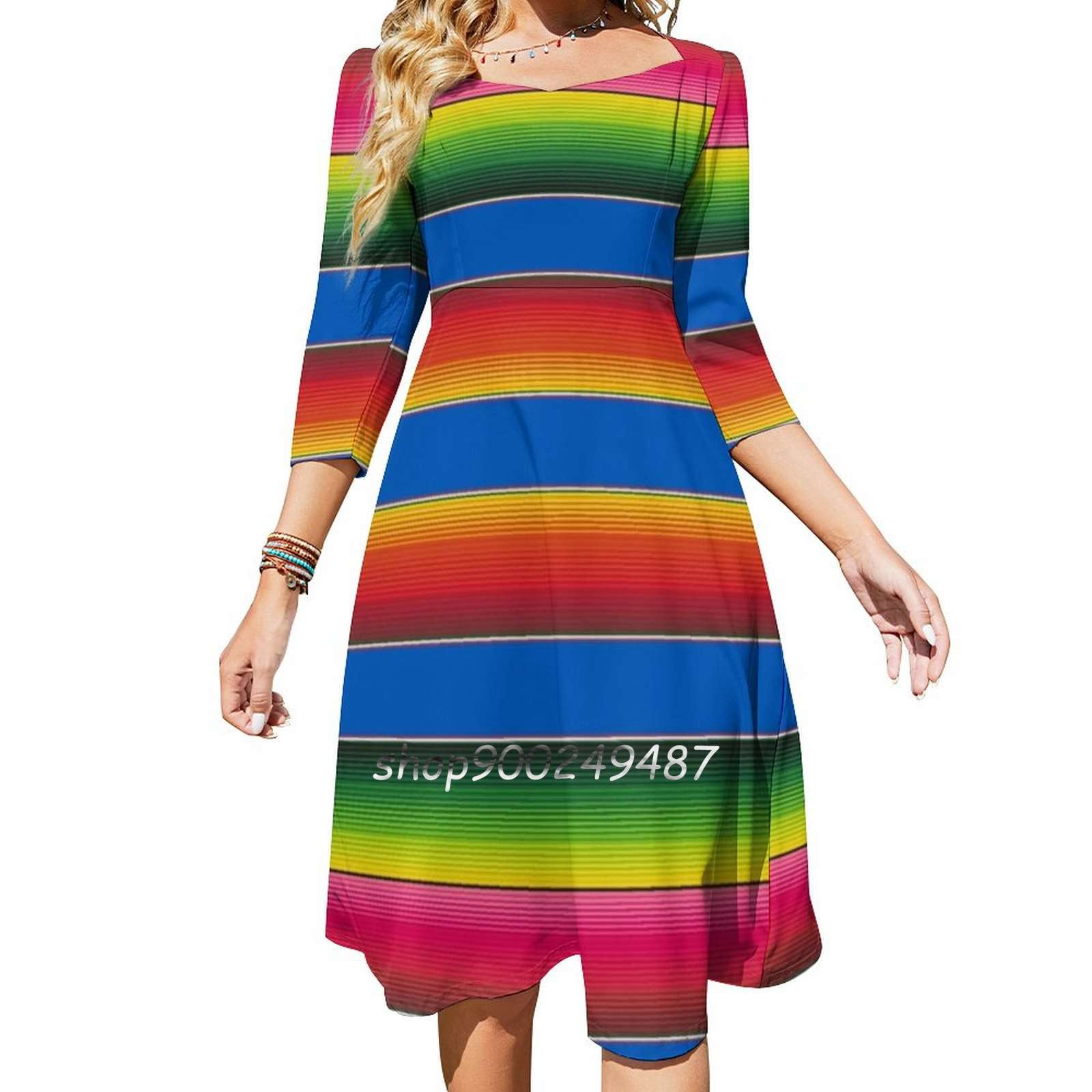 Zarape In Blue Sweet Elegant Dress Women Korean Kawaii Square Collar ...