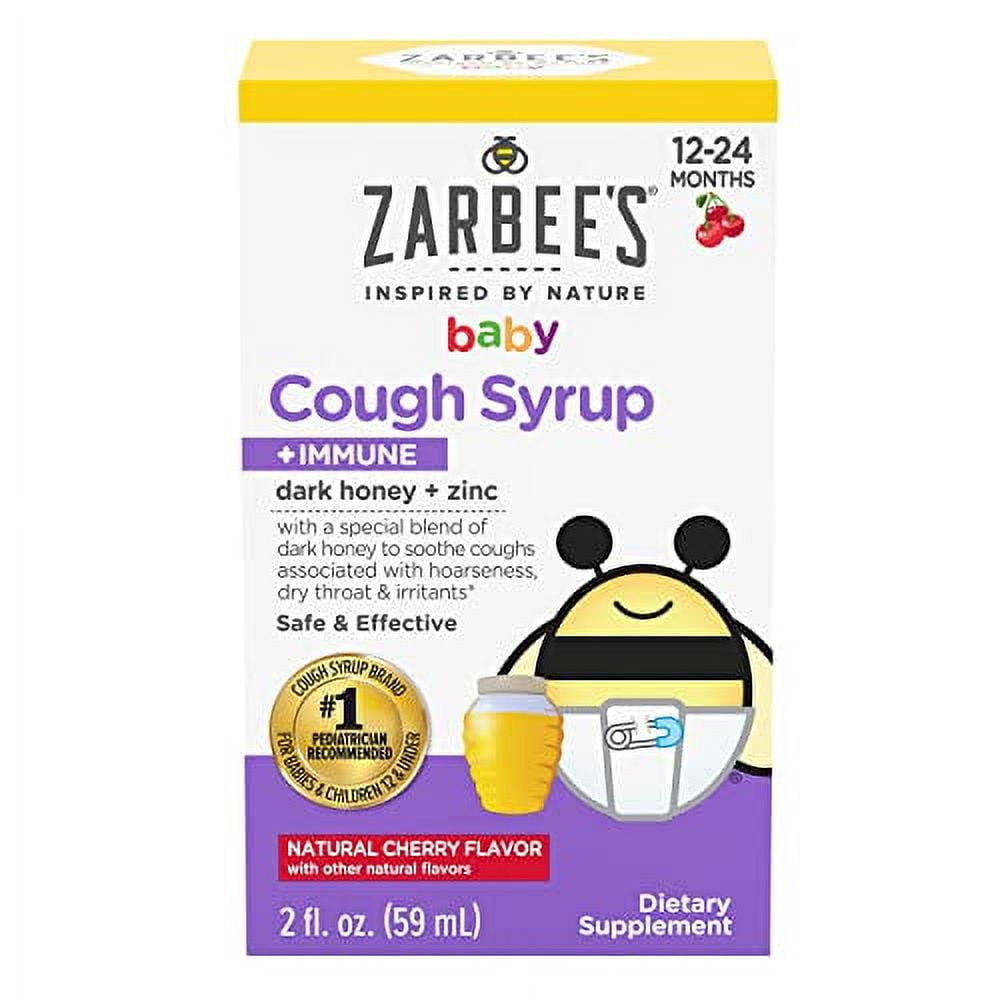 Zarbee's Baby Cough Syrup + Immune with Honey; Natural Cherry Flavor; 2 ...
