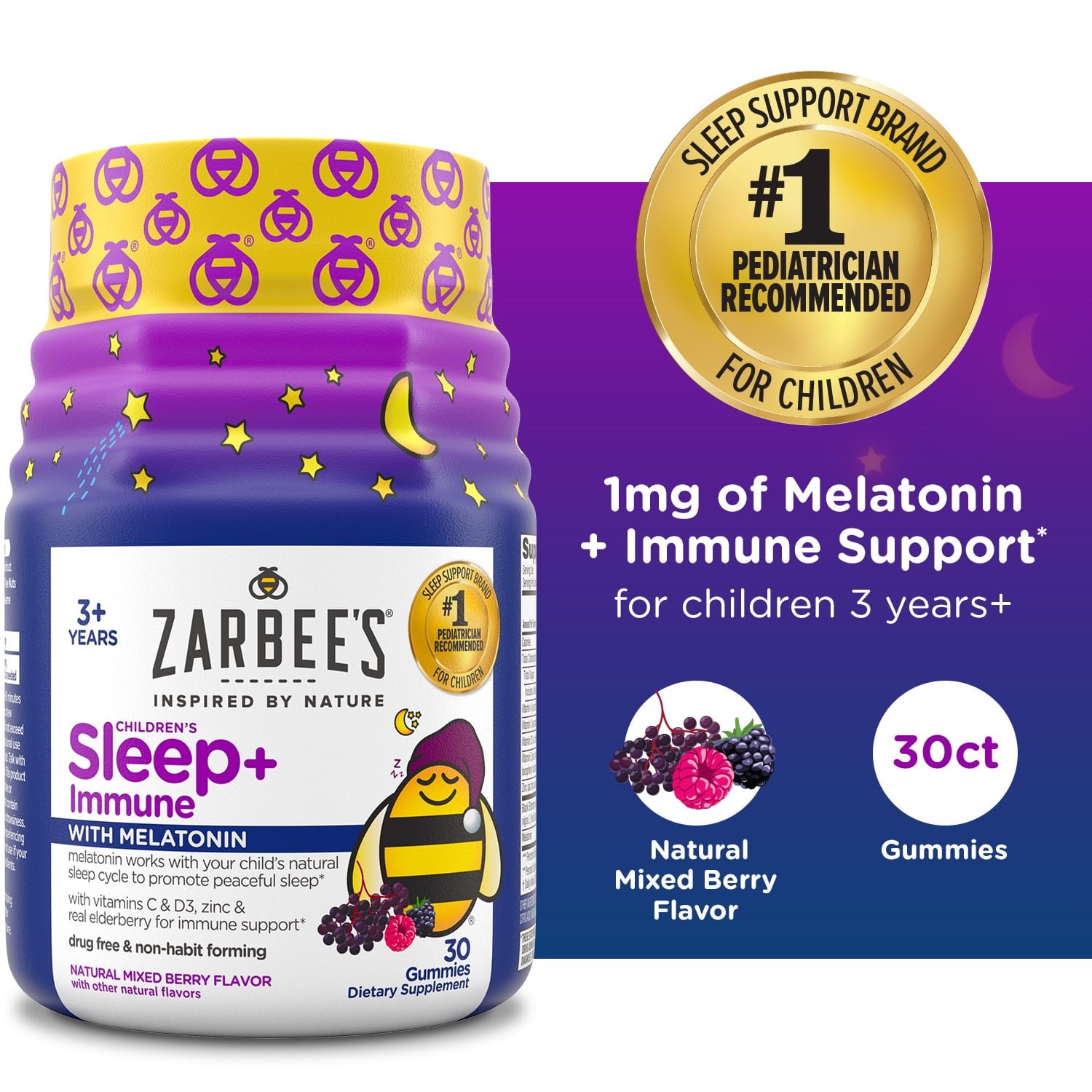 Zarbee's Children's Sleep and Immune Gummies Berry 30 Count with ...