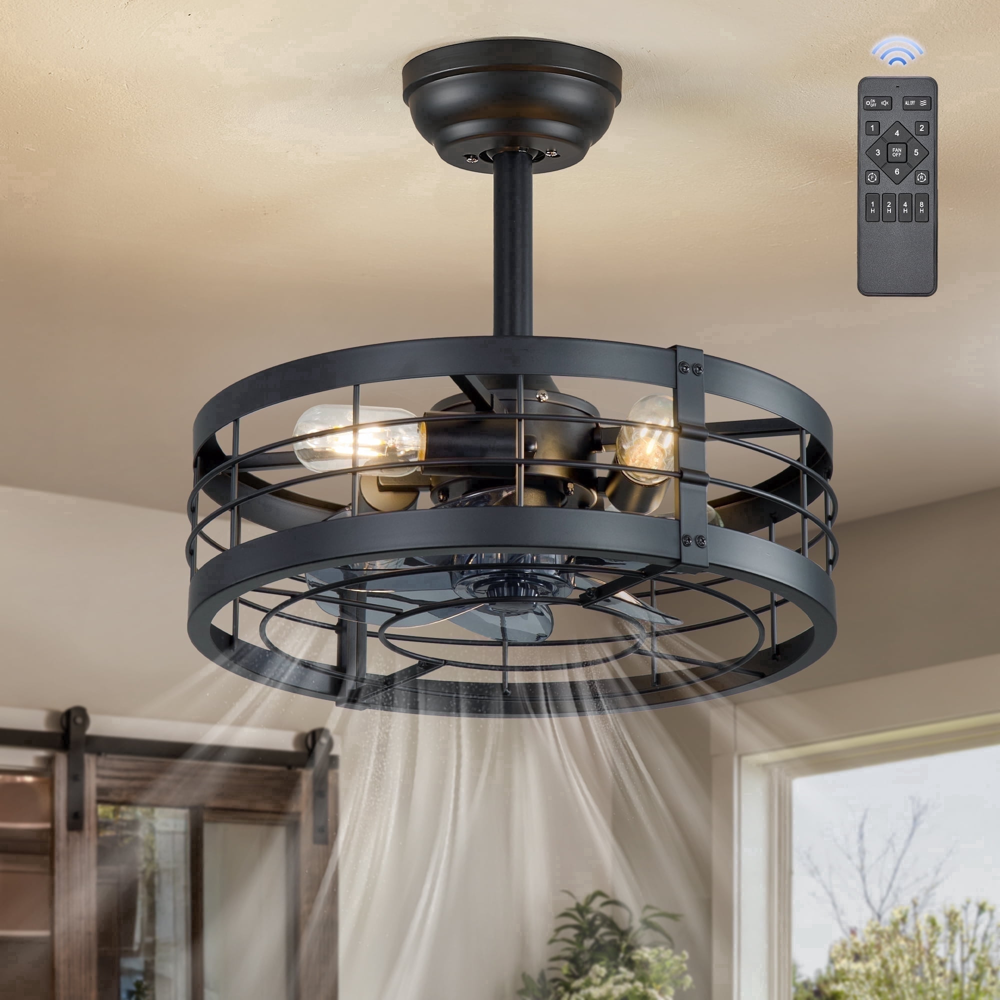 Free Shipping! Zardon 16.5 Inch Caged Ceiling Fan with Light and Remote ...