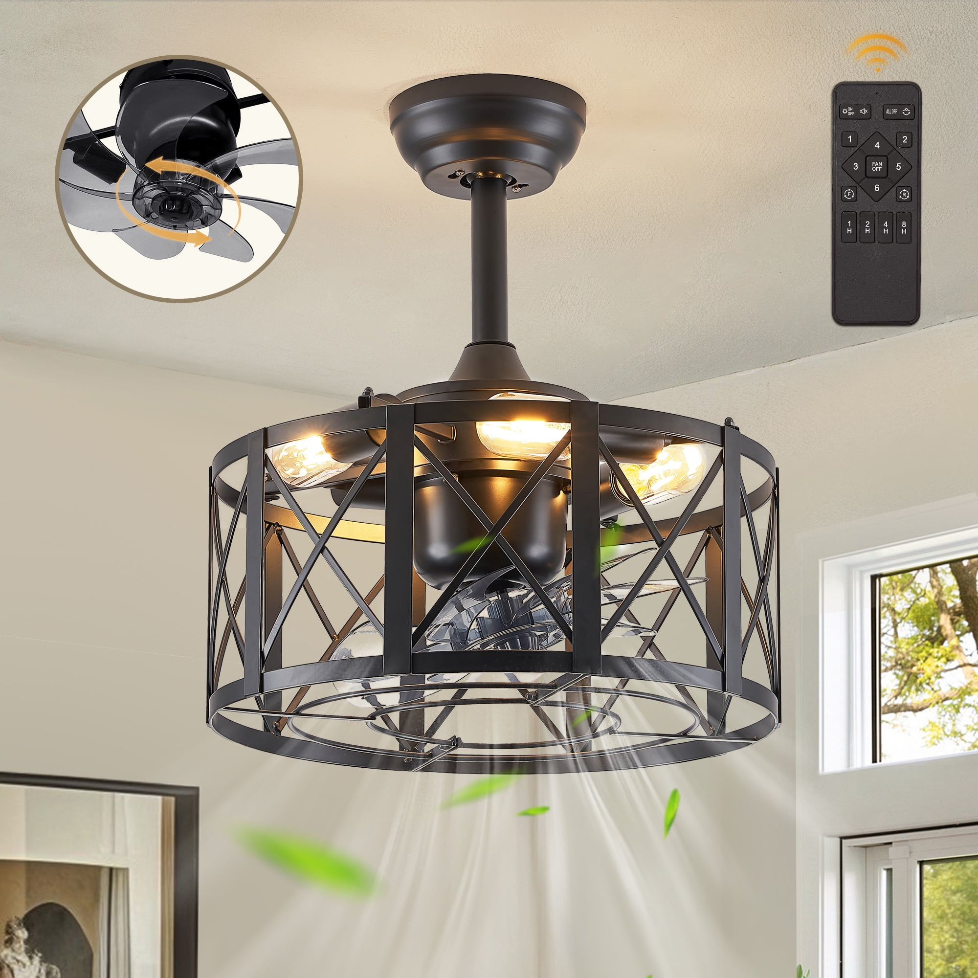 Zardon 16 inch Ceiling Fan with Light and Remote Control, Flush Mount ...