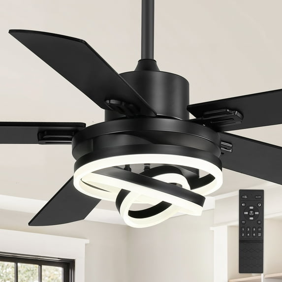 Zardon 20" Black Caged Ceiling Fan with Light, Low Profile Ceiling fan ...