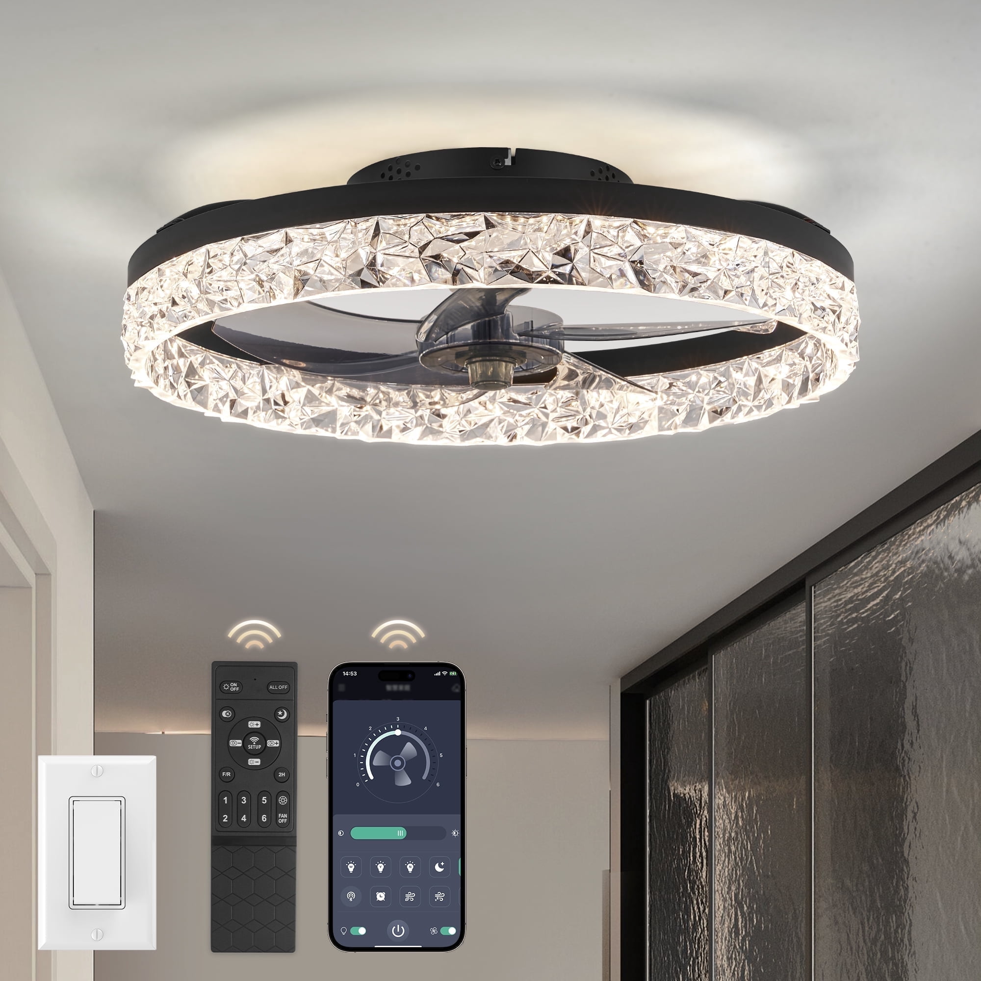 Zardon 20" Modern Ceiling Fan with Light and Remote, App Control, Low ...