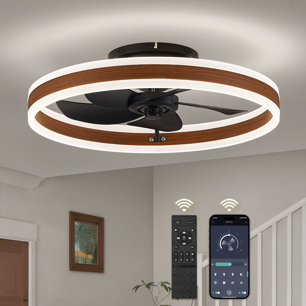 Zardon 20" Smart Flush Mount Ceiling Fan with Light - APP & Remote ...