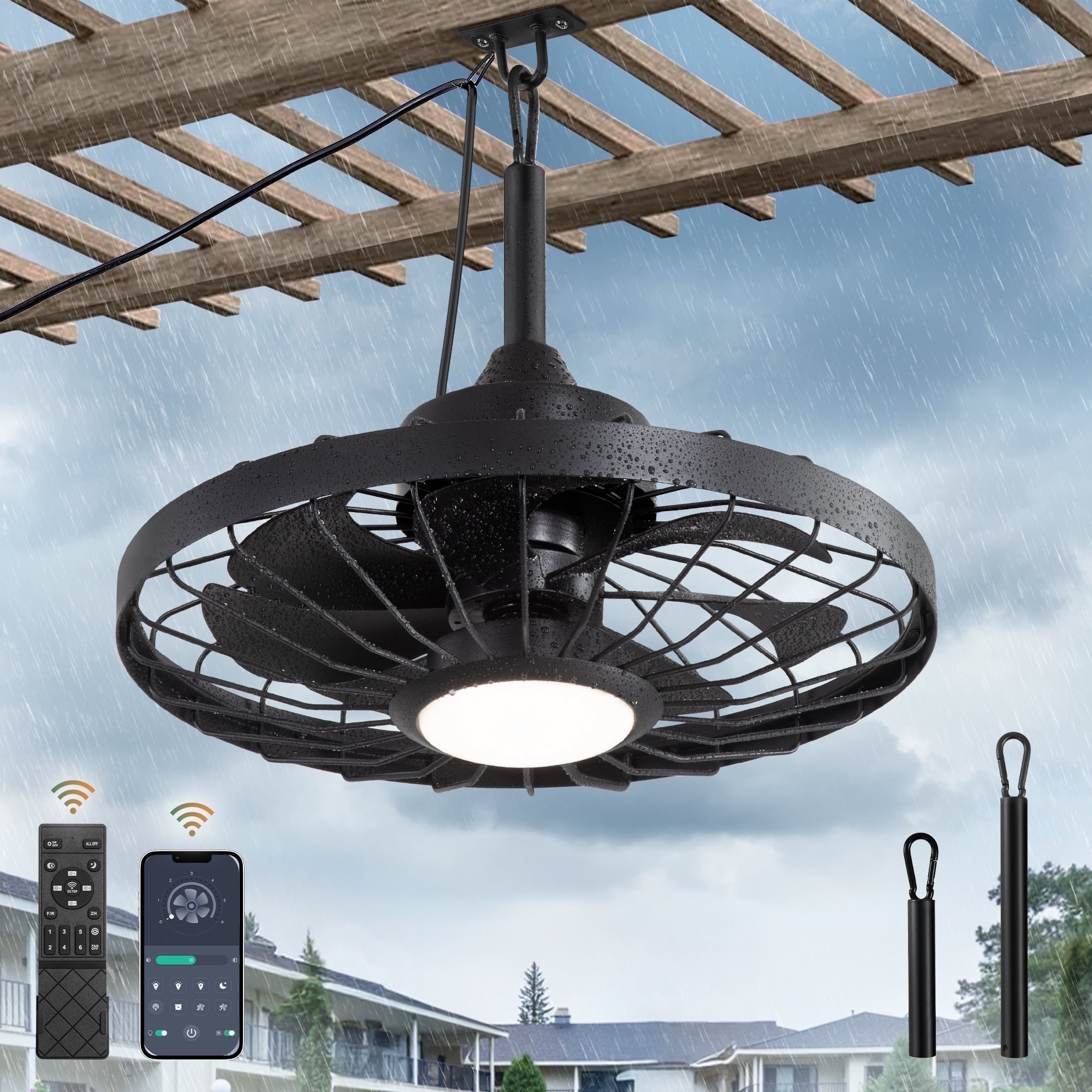 Zardon 20" Outdoor Ceiling Fan with Light and Remote Control ...