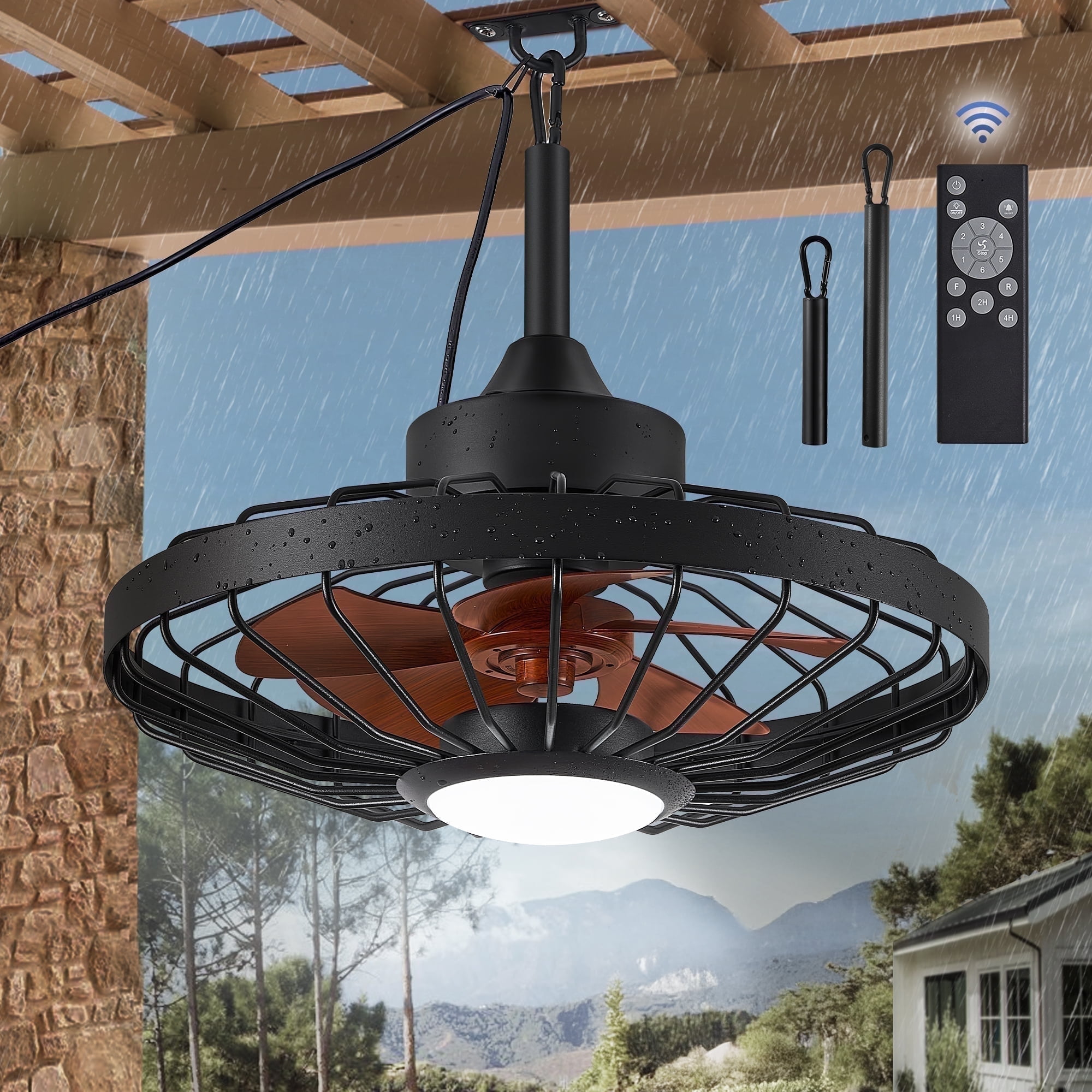Zardon 20" Outdoor Ceiling Fan with Light and Remote Control ...