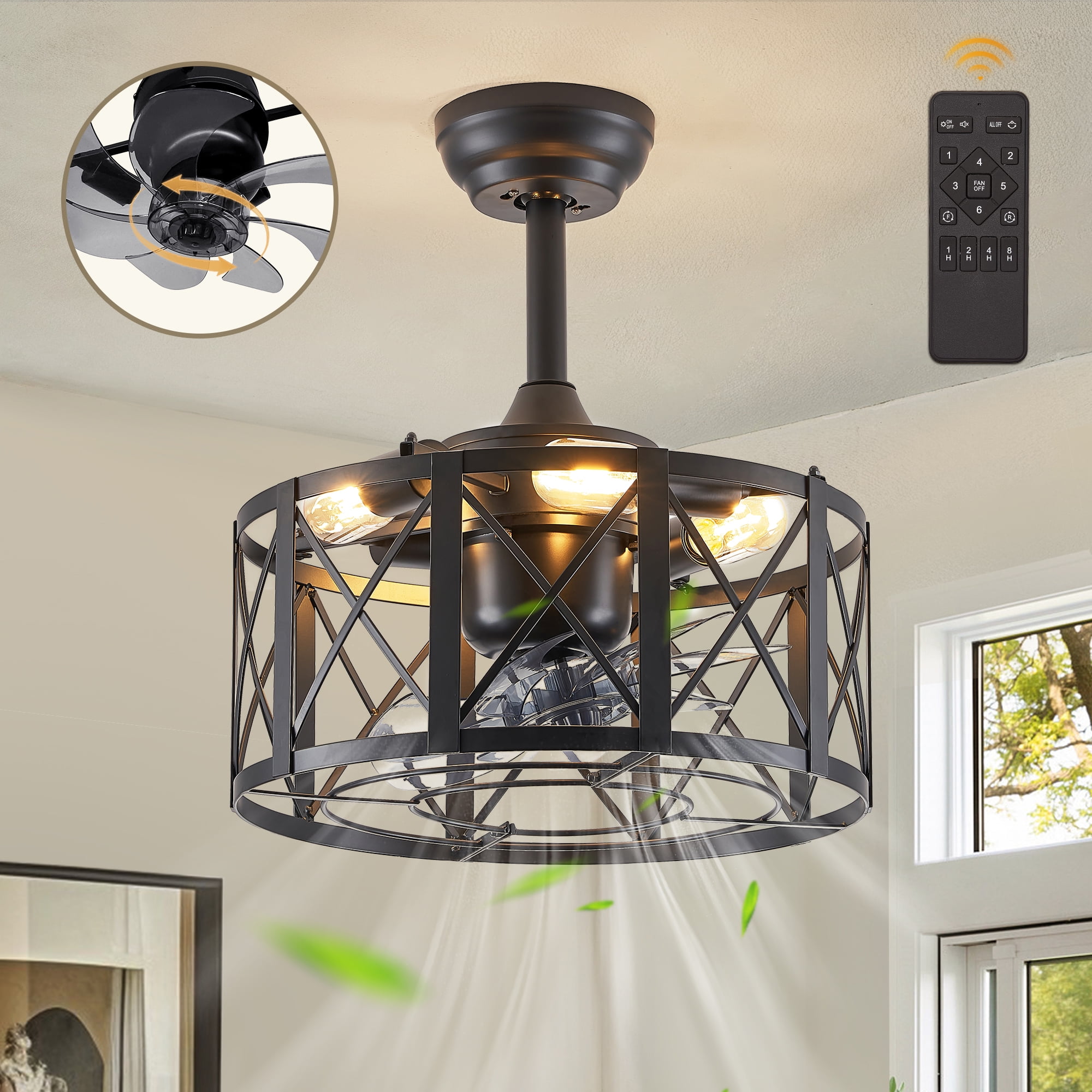 Zardon 20 inch Ceiling Fan with Light and Remote Control, Flush Mount ...