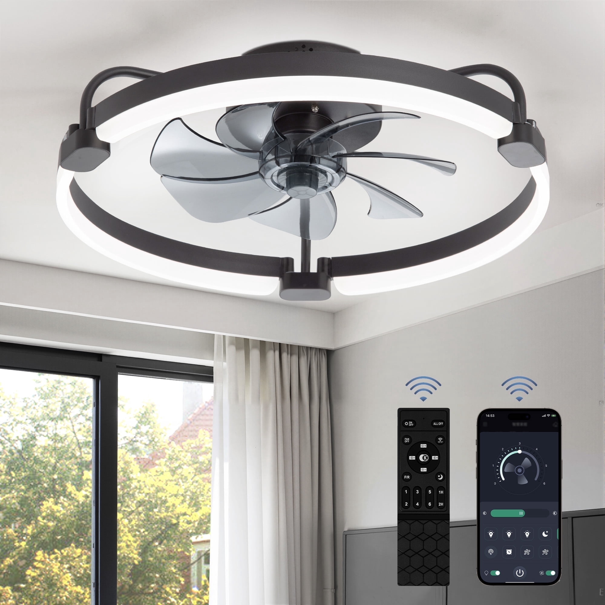 Zardon 20'' Ceiling Fan with Lights and Remote, Dimmable LED ...