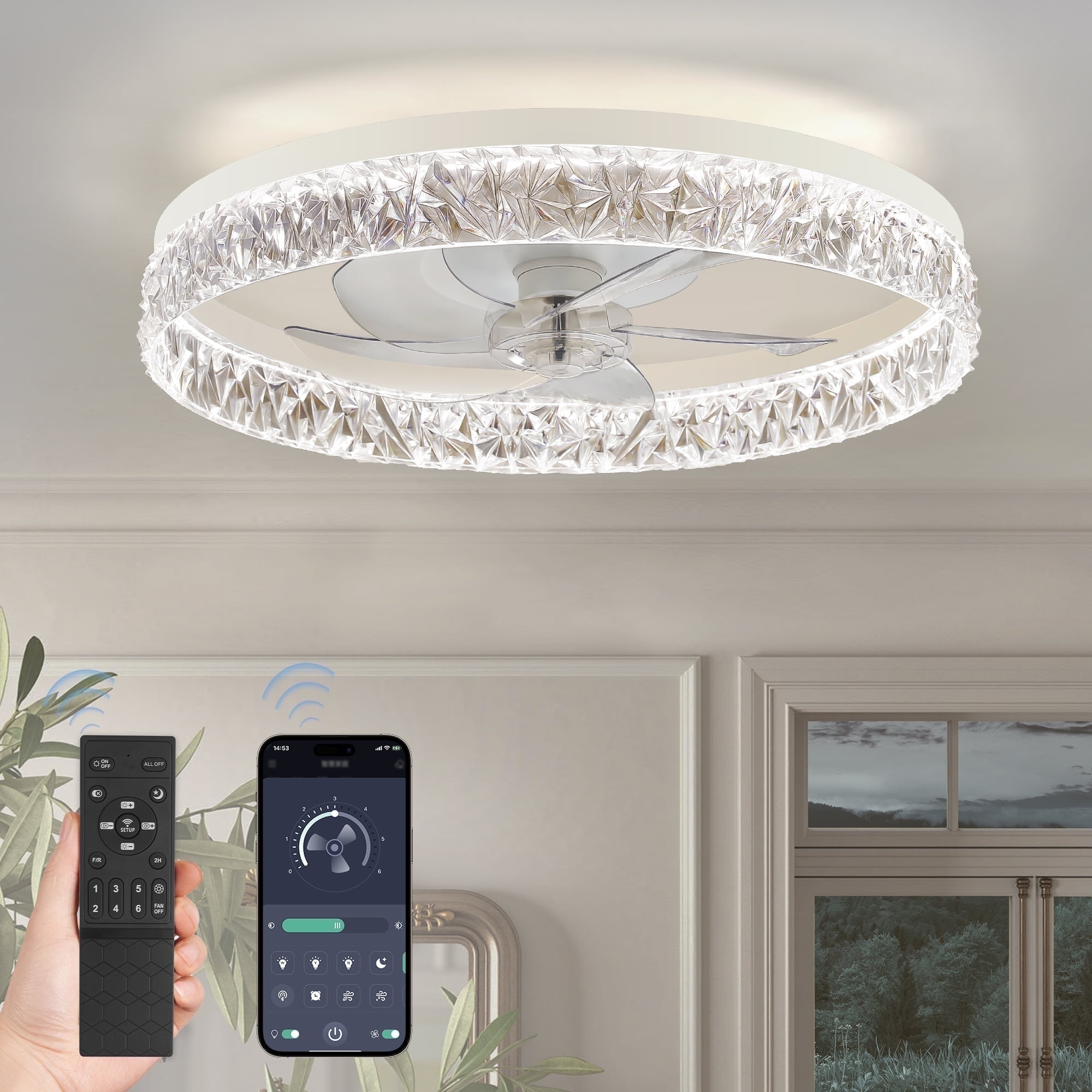 Zardon 22" Modern Ceiling Fan with Light Kit, Remote & App Control ...