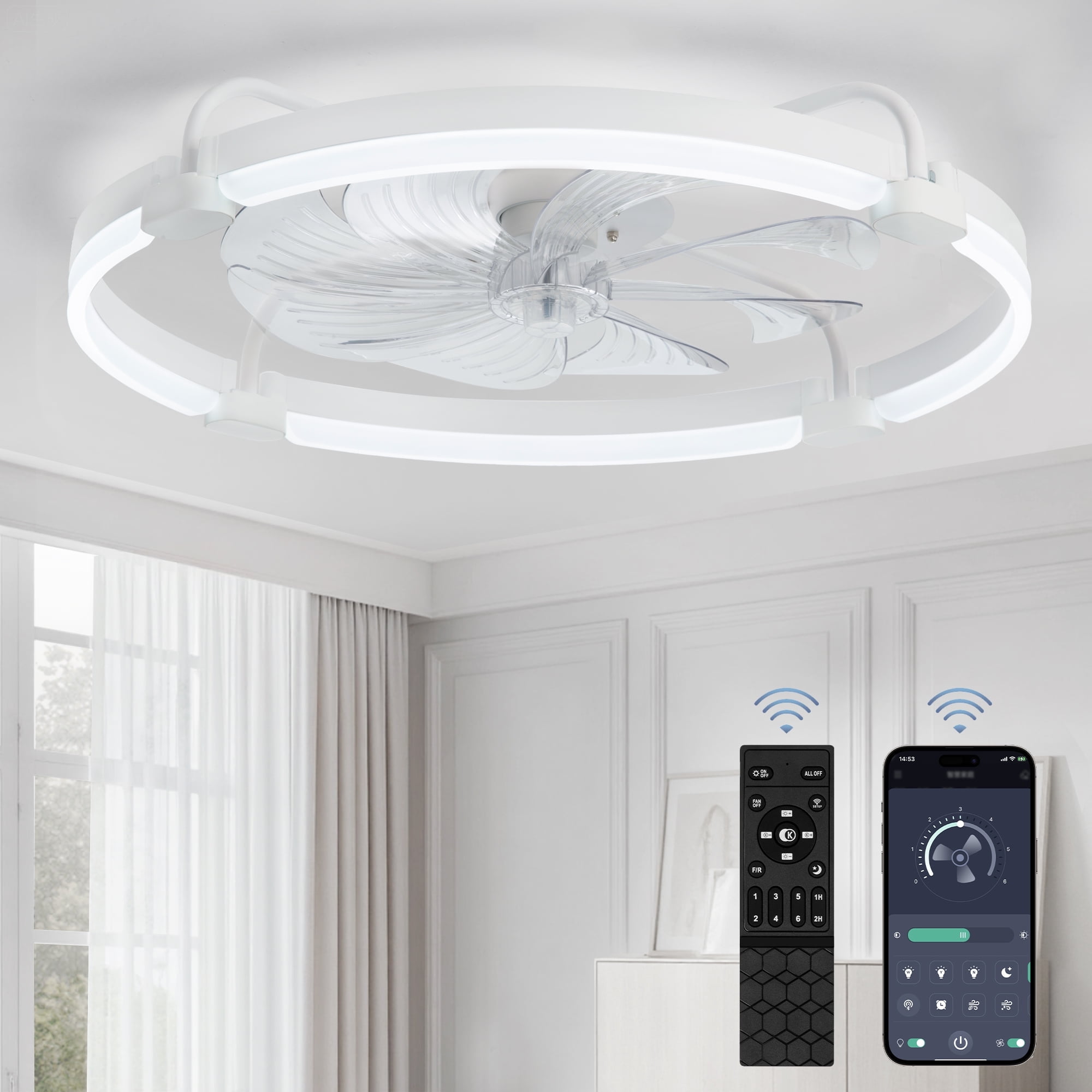 Zardon 24'' Ceiling Fans with Lights and Remote, Modern Flush Mount ...