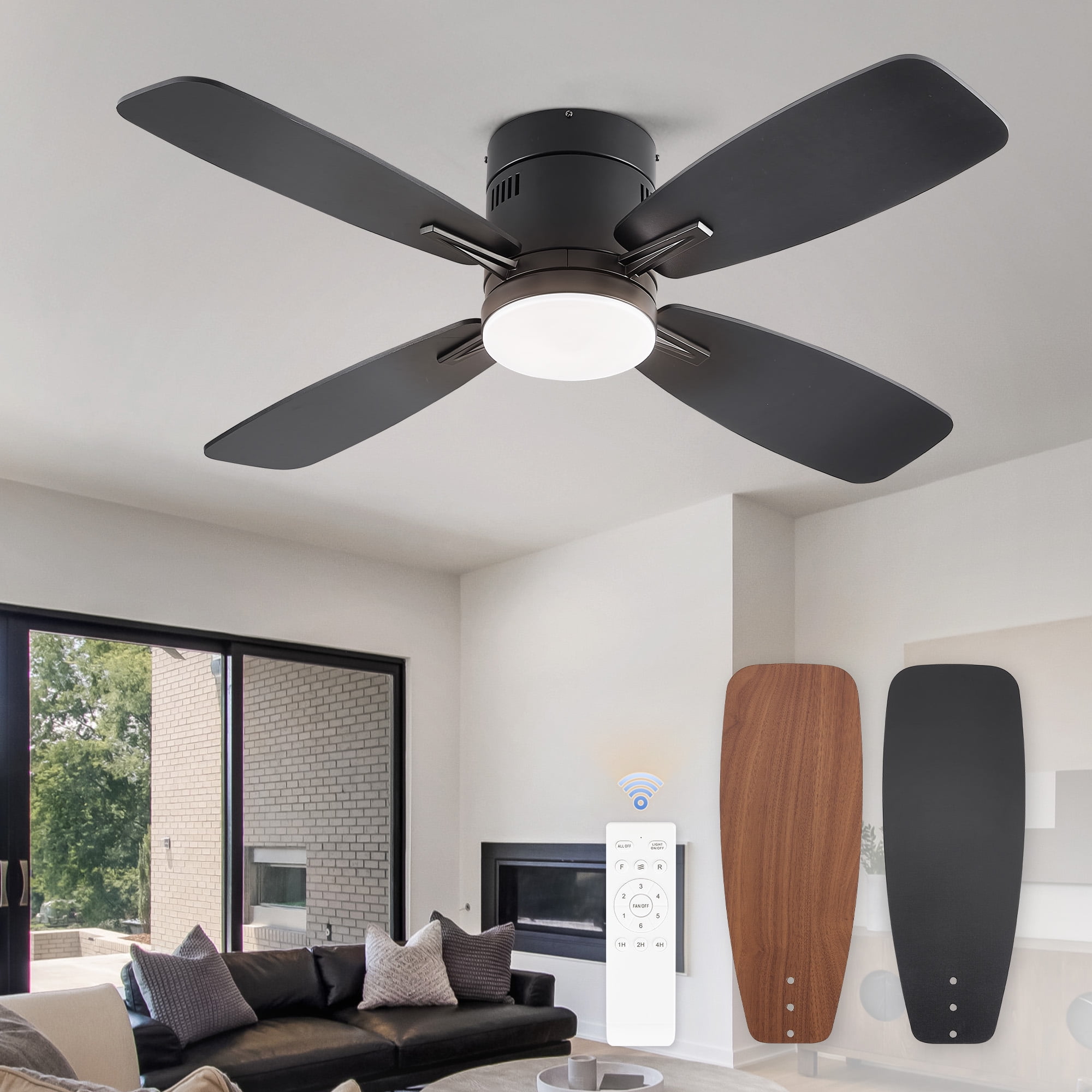 Zardon 42" Modern Ceiling Fan with Light and Remote Control – 6-Speed ...