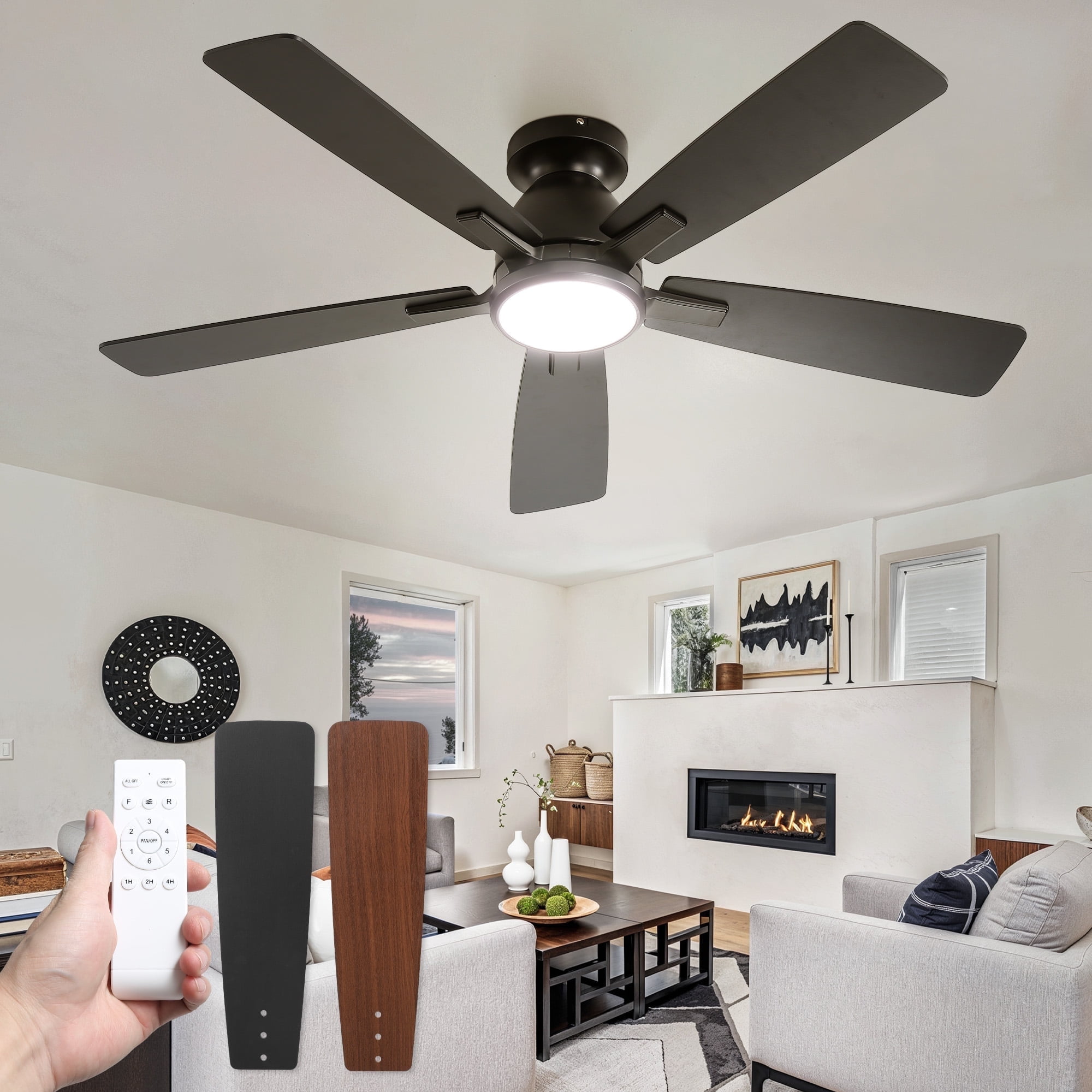 Zardon 46-Inch Ceiling Fan with Light and Remote Control, 6-Speed ...