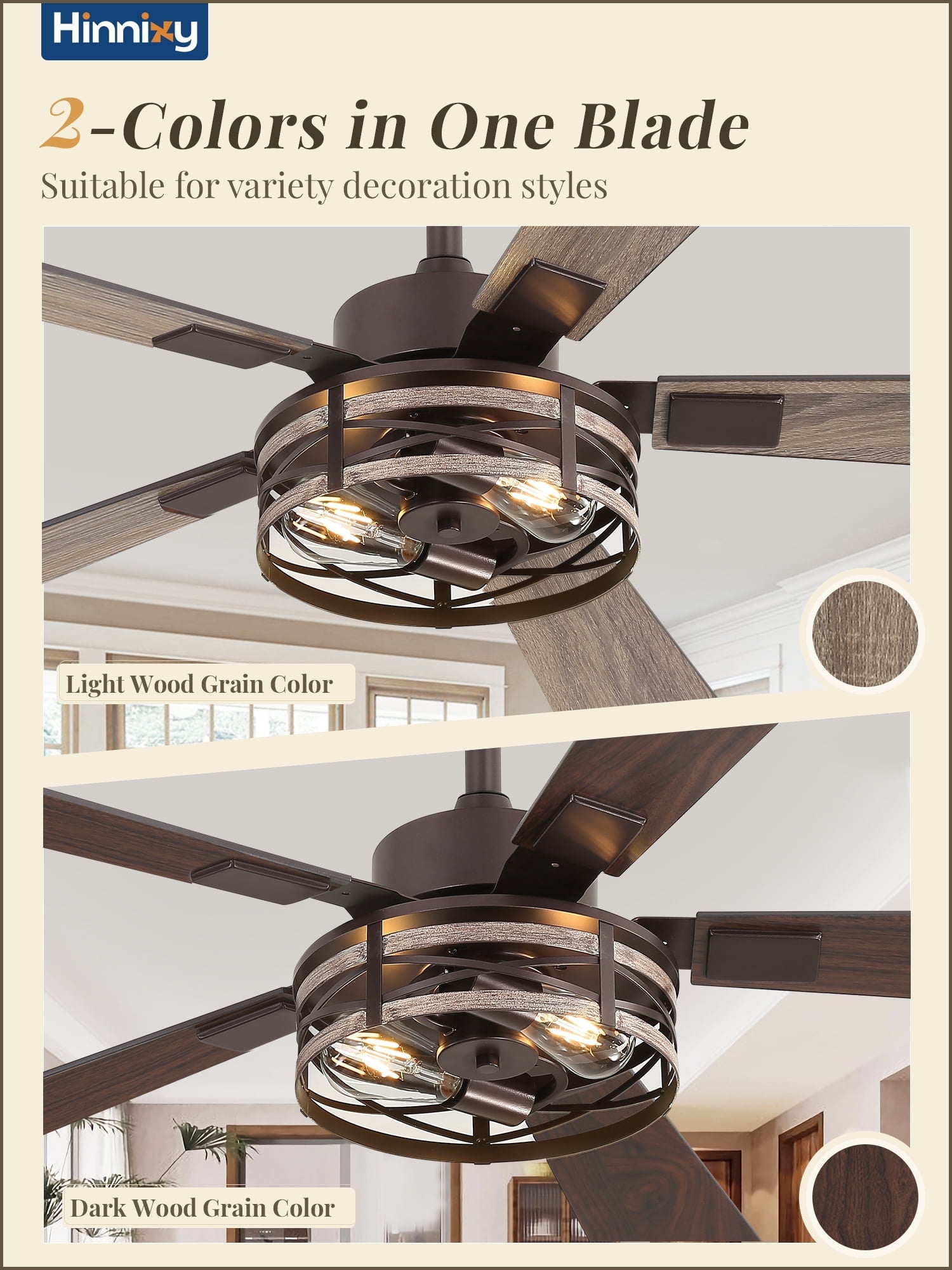 Zardon 48" inch Indoor Ceiling Fan with Light and Remote Control, Quiet ...