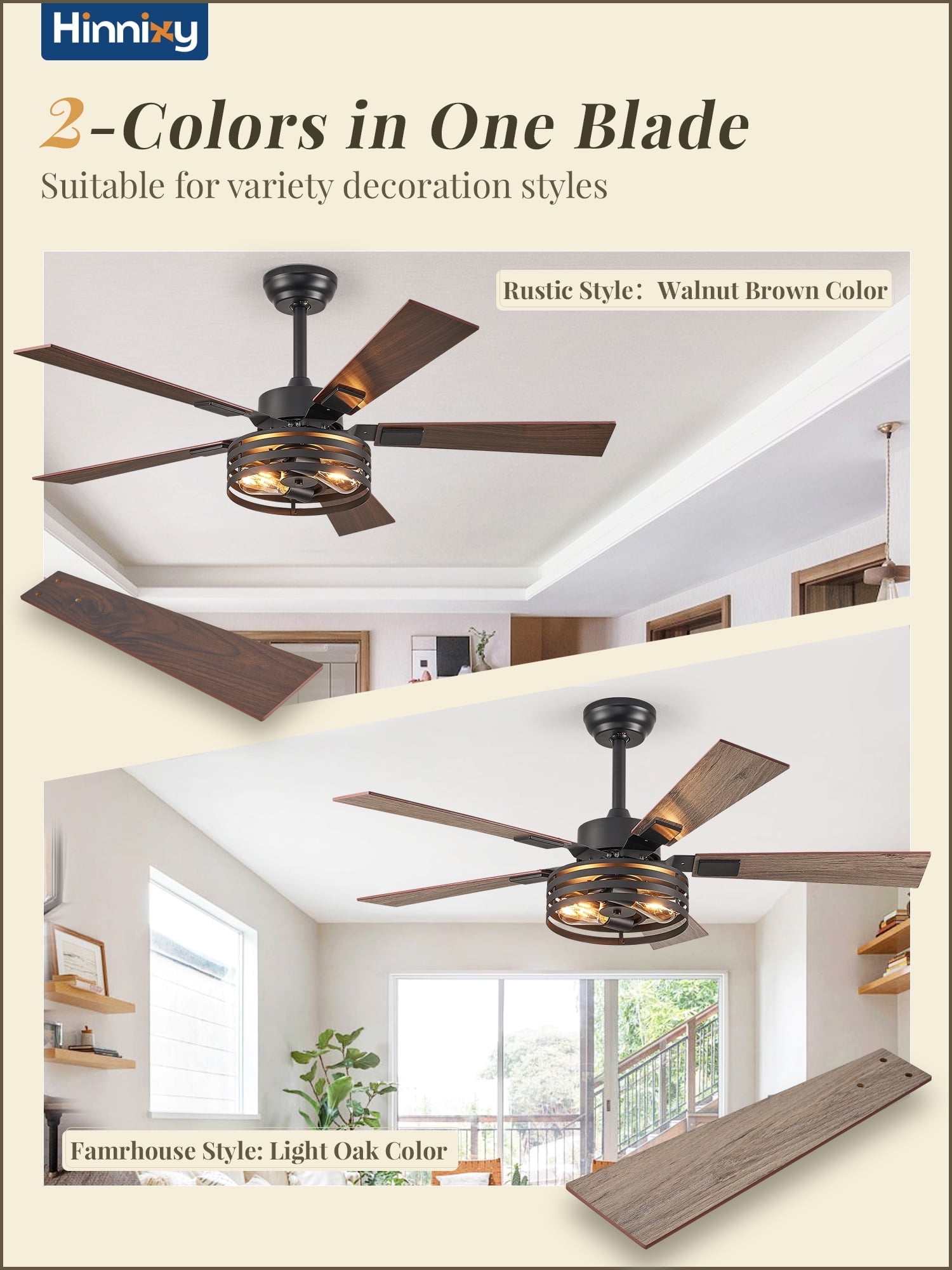 Zardon 48" inch Indoor Ceiling Fan with Light and Remote Control, Quiet ...