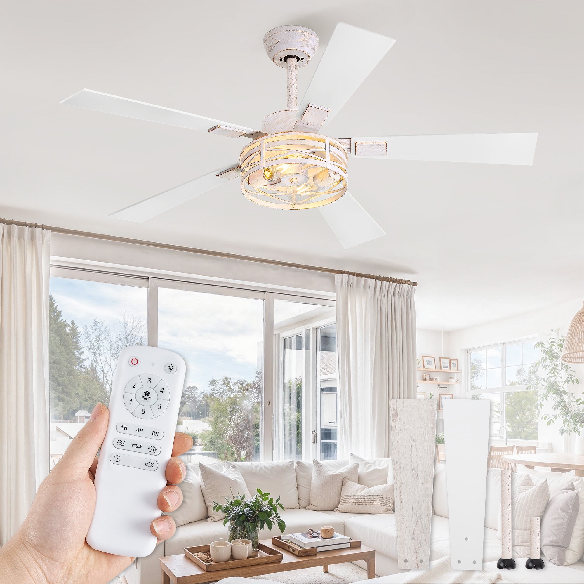 Zardon 48 inch Indoor Ceiling Fan with Light and Remote Control, Quiet ...