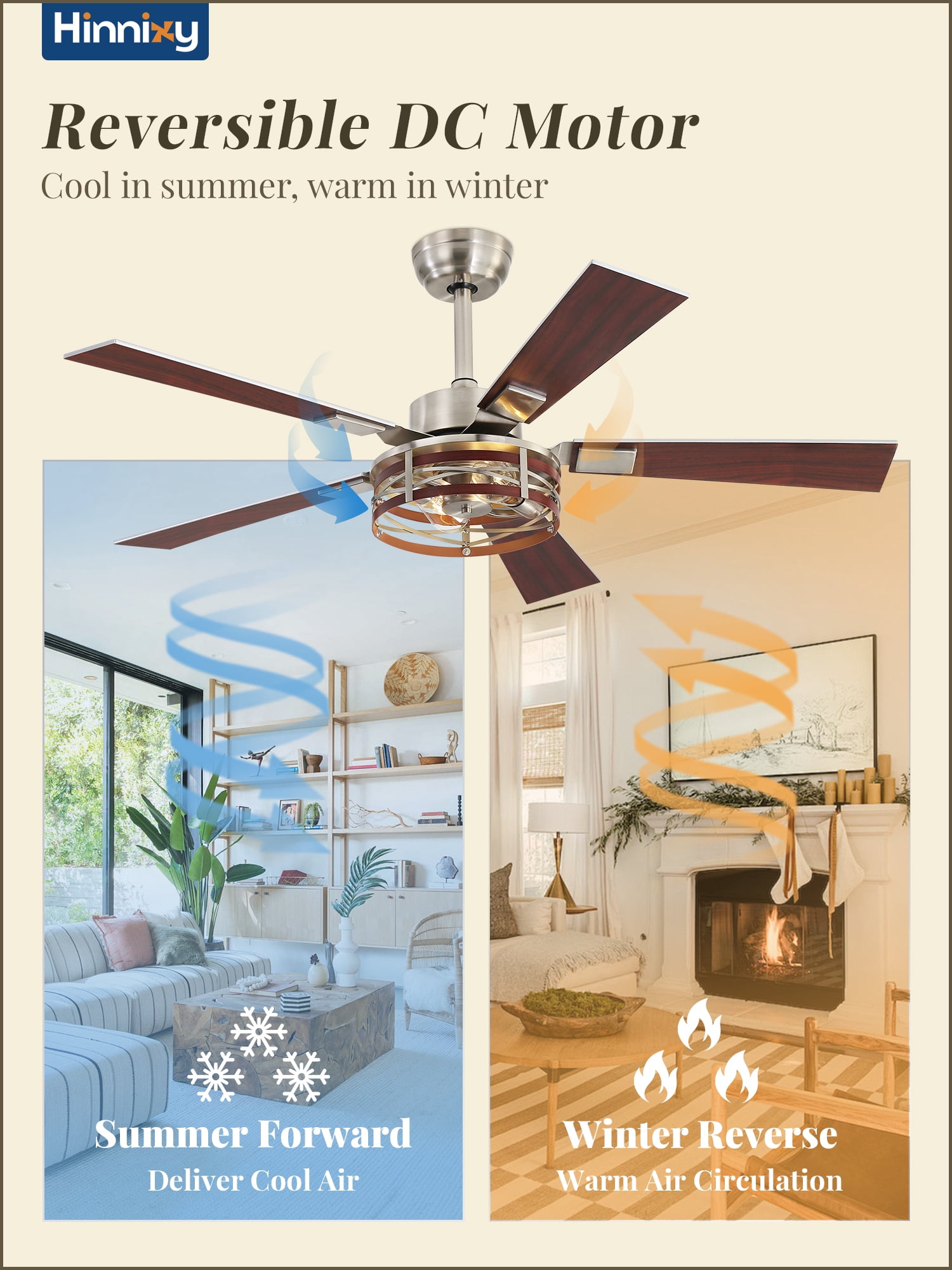 Zardon 48" inch Indoor Ceiling Fan with Light and Remote Control, Quiet ...
