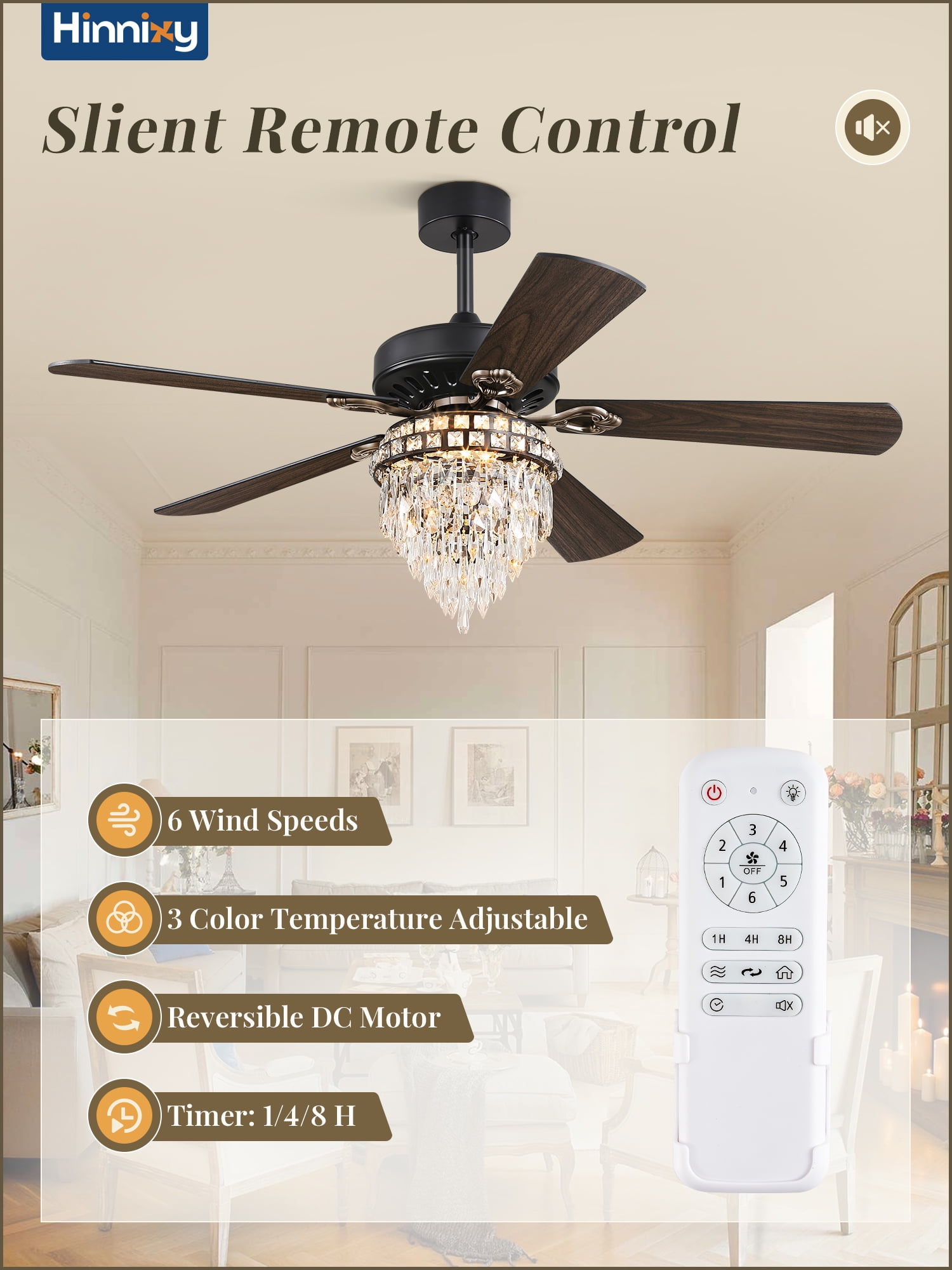Zardon 52" Farmhouse Ceiling Fan with Light & Remote Control - 6-Speed ...