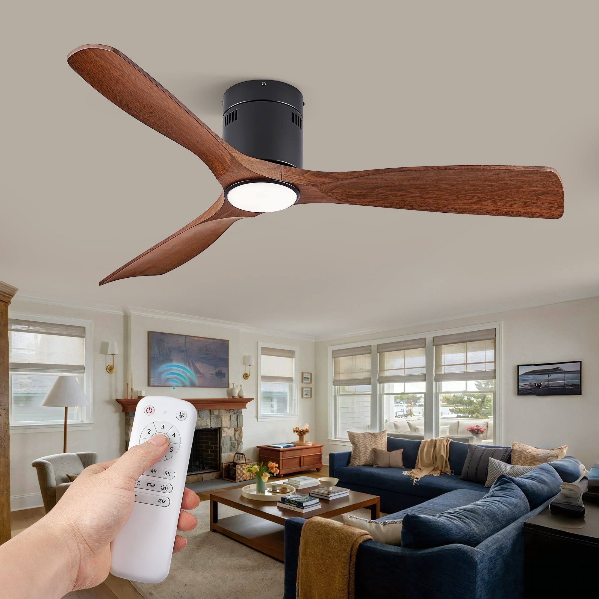 Zardon 52" Ceiling Fan with Remote Control and Light, 6 Speeds ...