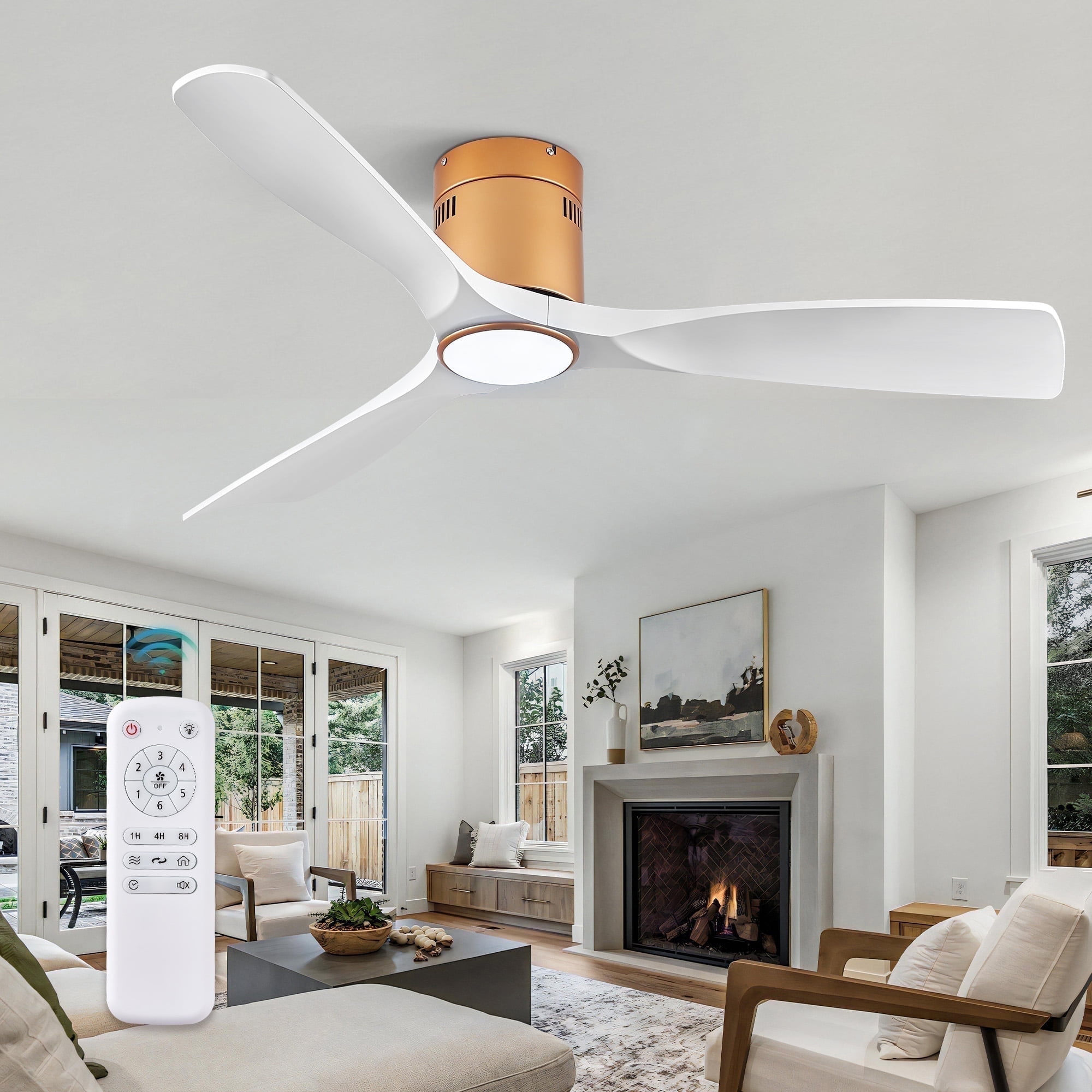 Zardon 52in Ceiling Fans with Remote Control and Light, 6 Speeds ...