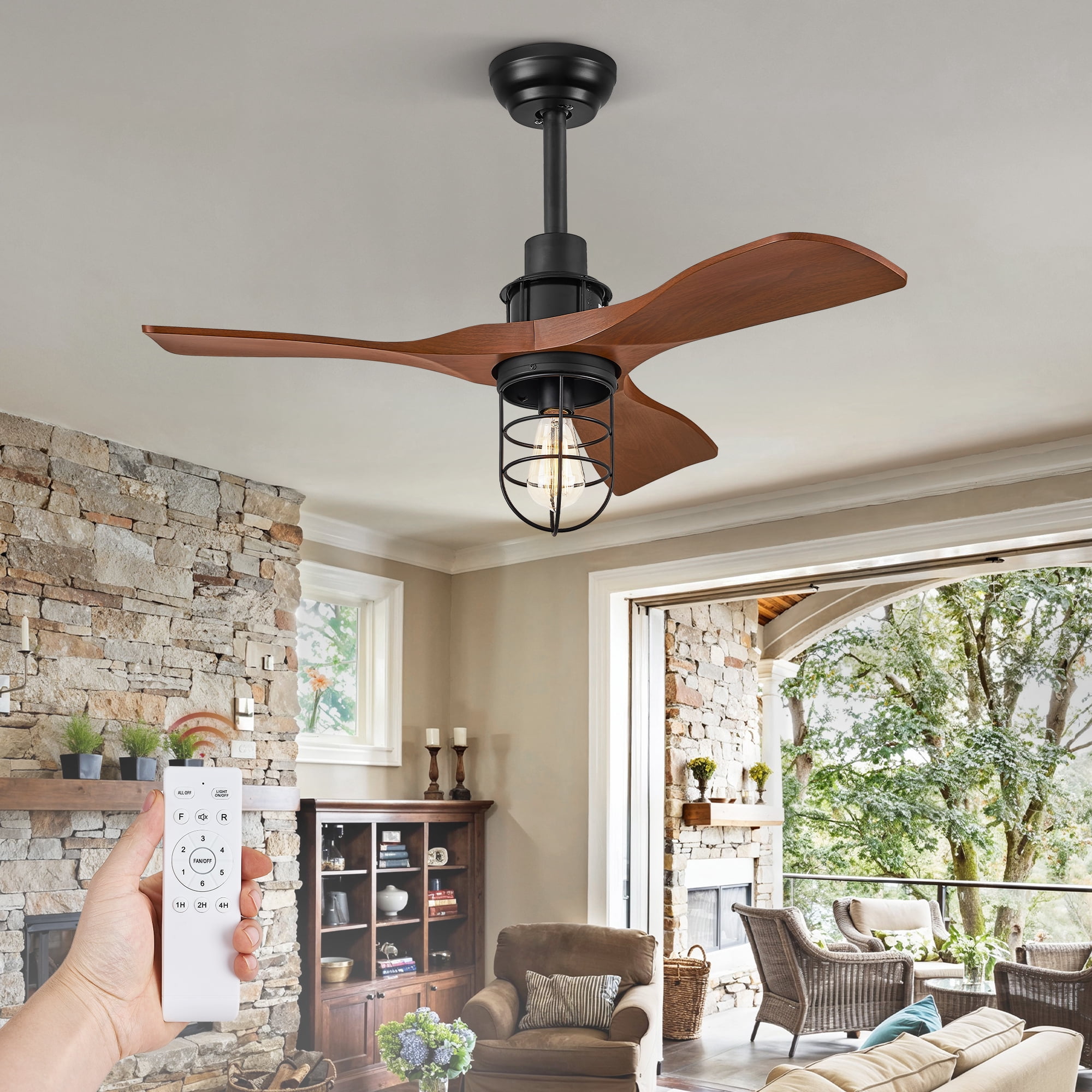 Zardon 52 Inch Thrush Flush Mount Ceiling Fan with Light & Remote ...