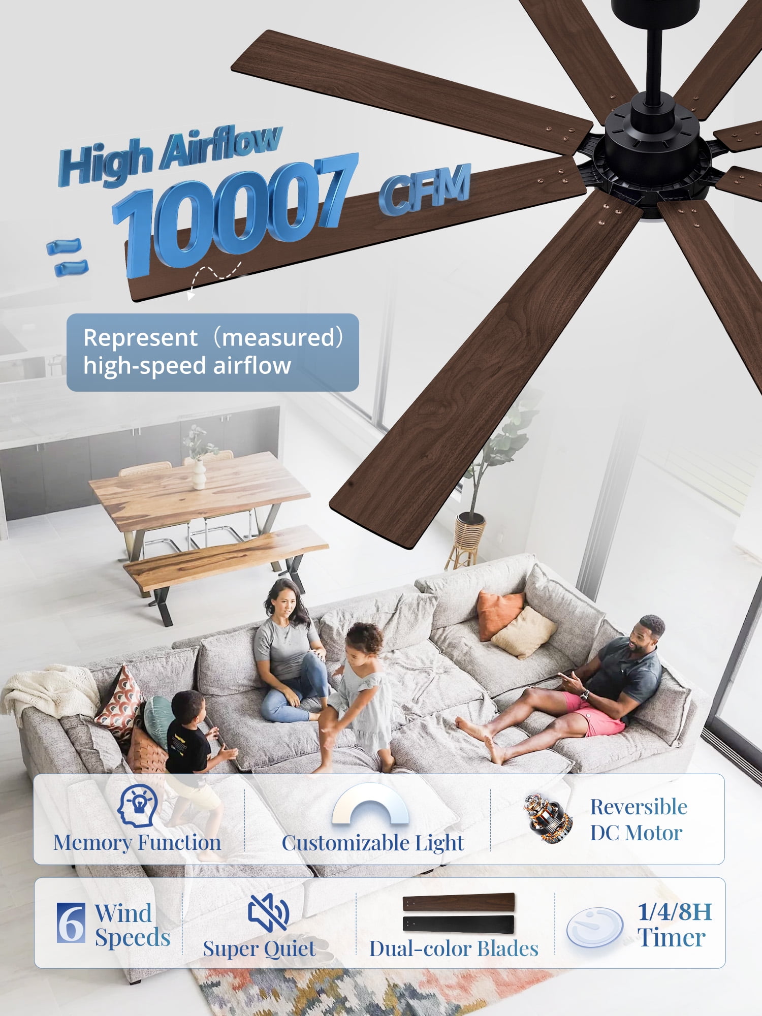 Zardon 52" Modern Ceiling Fan with Light and Remote & APP Control, 6 ...