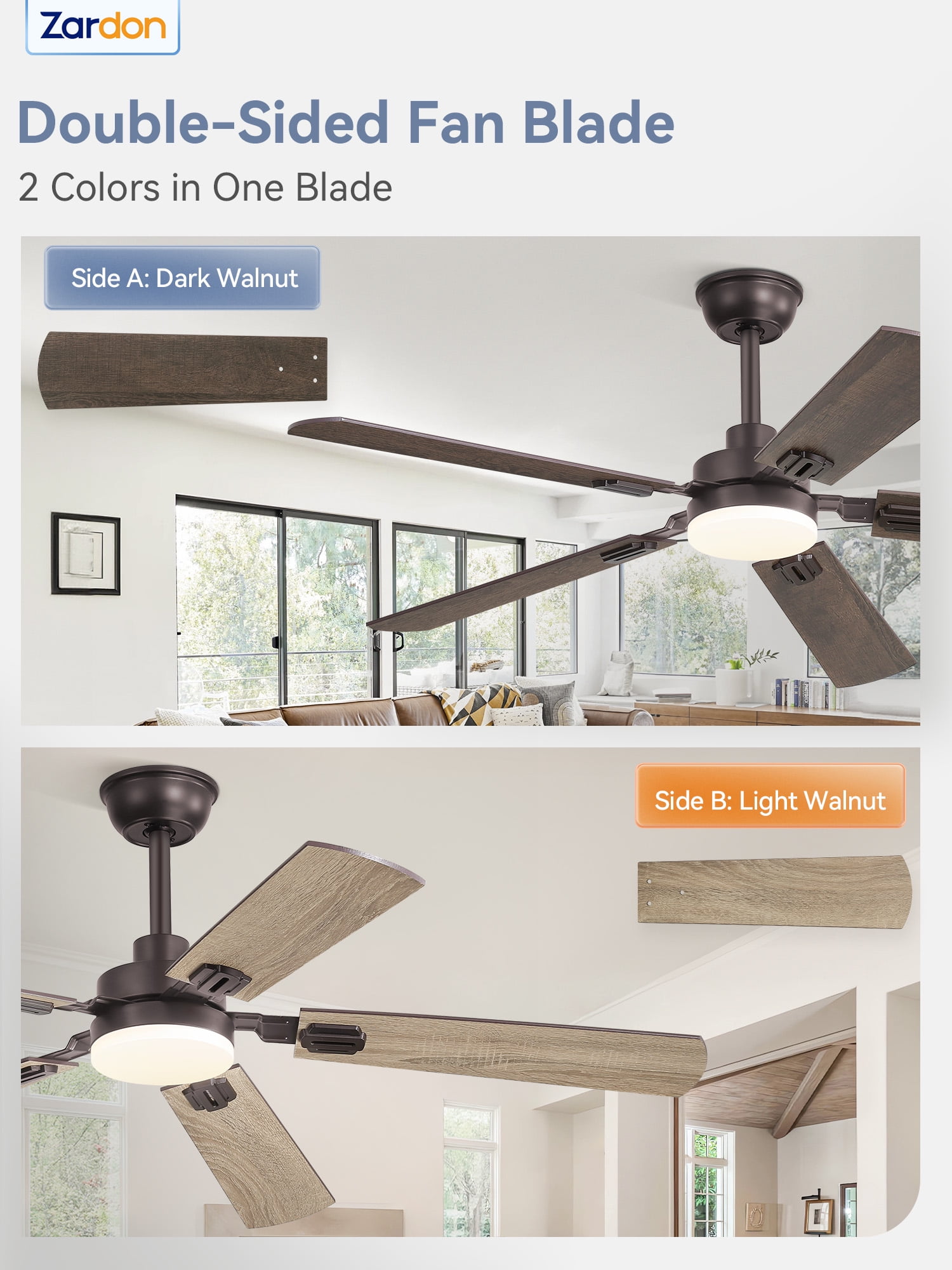 Zardon 52" Modern Ceiling Fan with Light and Remote Control, Ultra ...